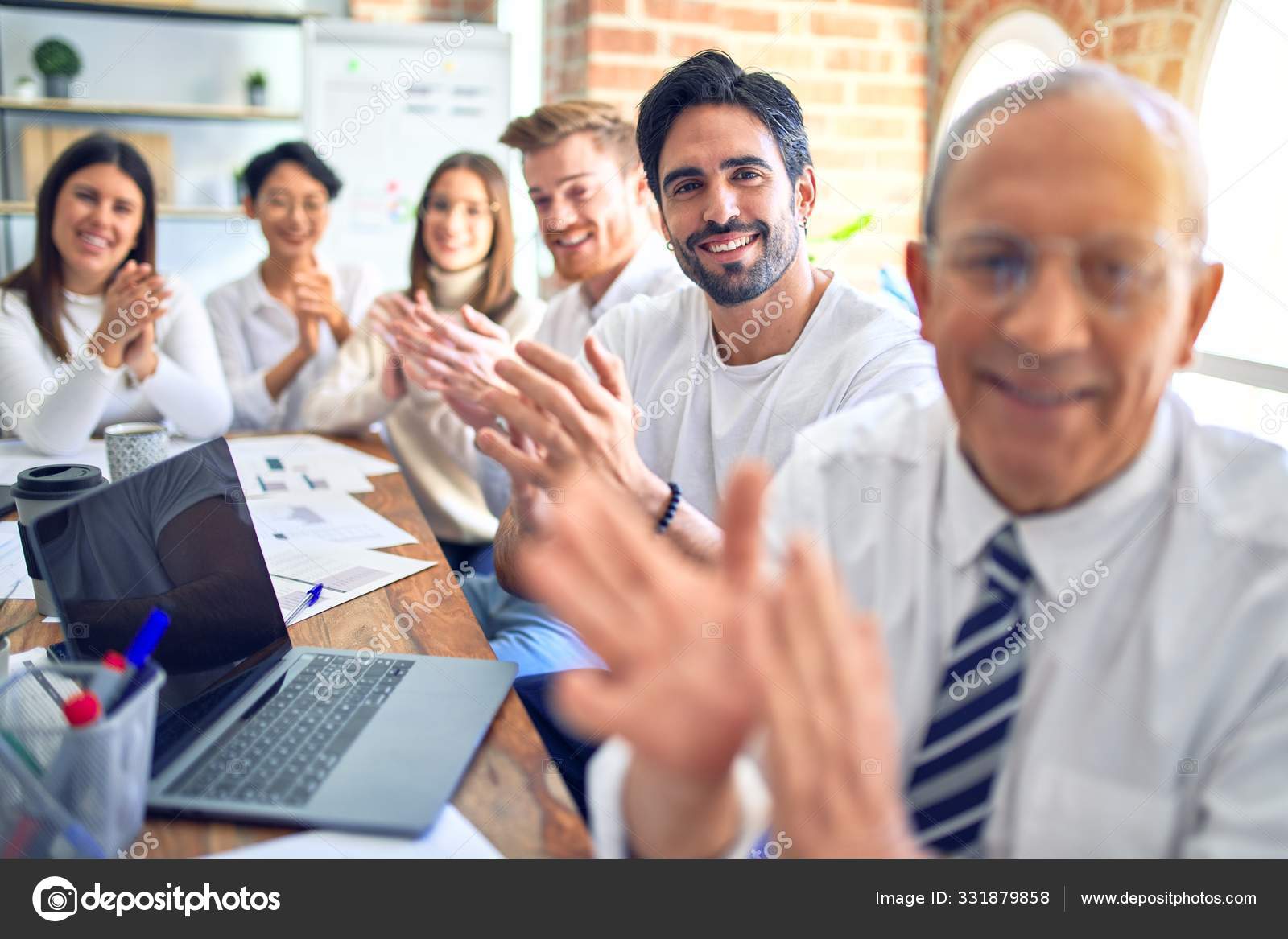 Group Business Workers Smiling Happy Confident Working Together Smile ...
