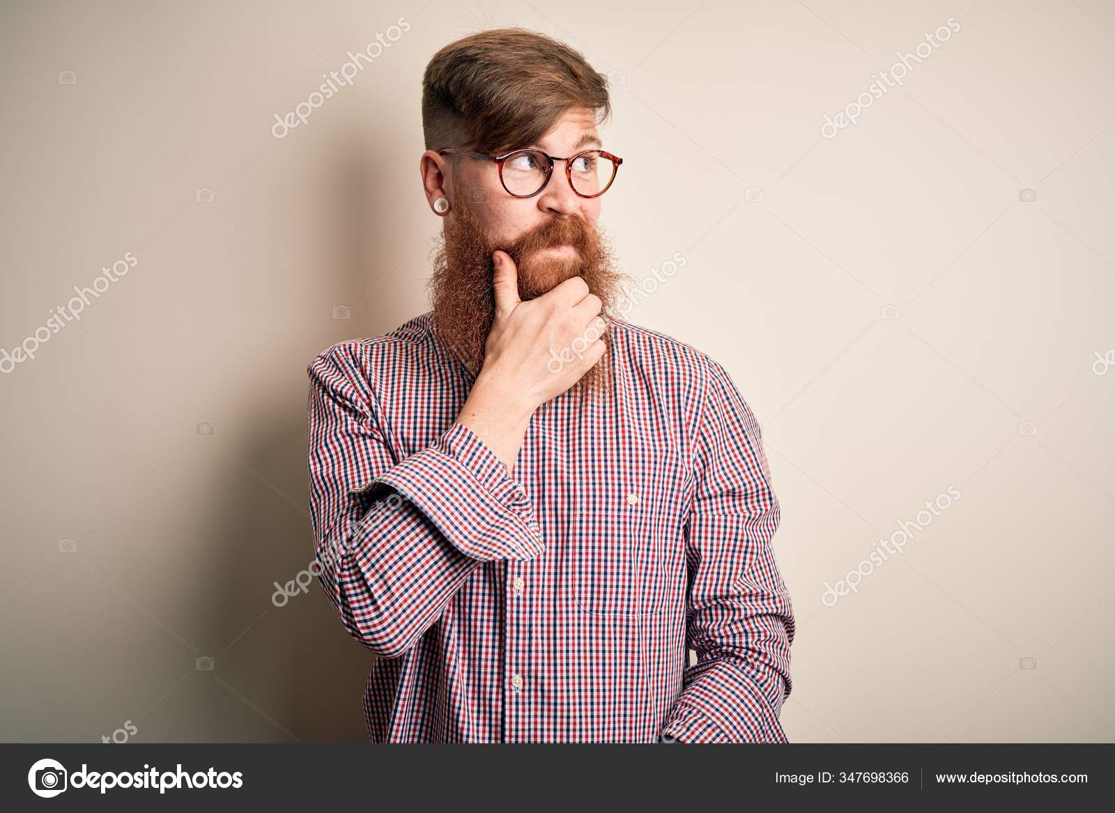 Handsome Irish Redhead Business Man Beard Wearing Glasses Isolated ...
