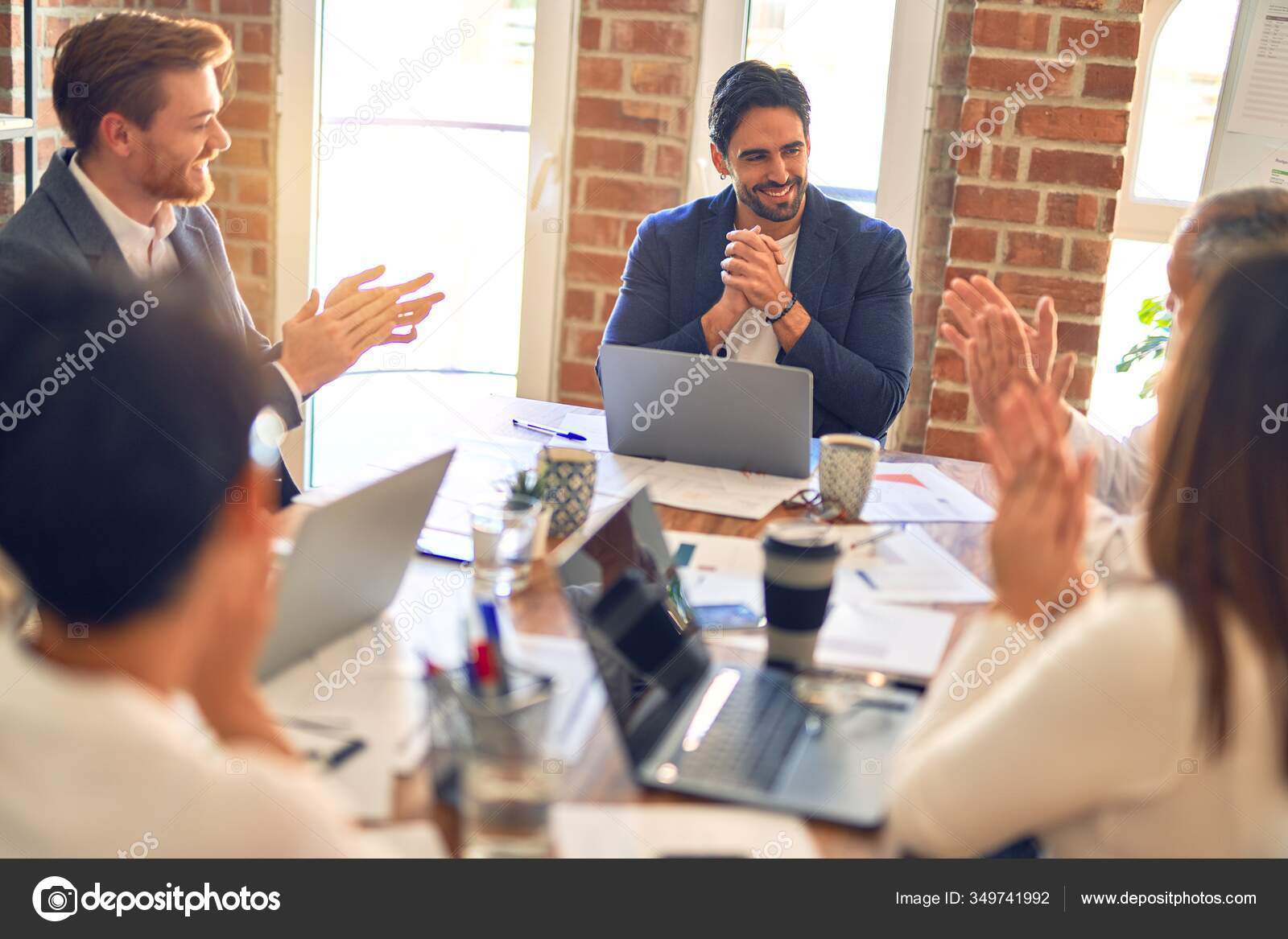 Group Business Workers Smiling Happy Confident Working Together Smile ... Group Business Workers Smiling Happy Confident Working Together Smile ...