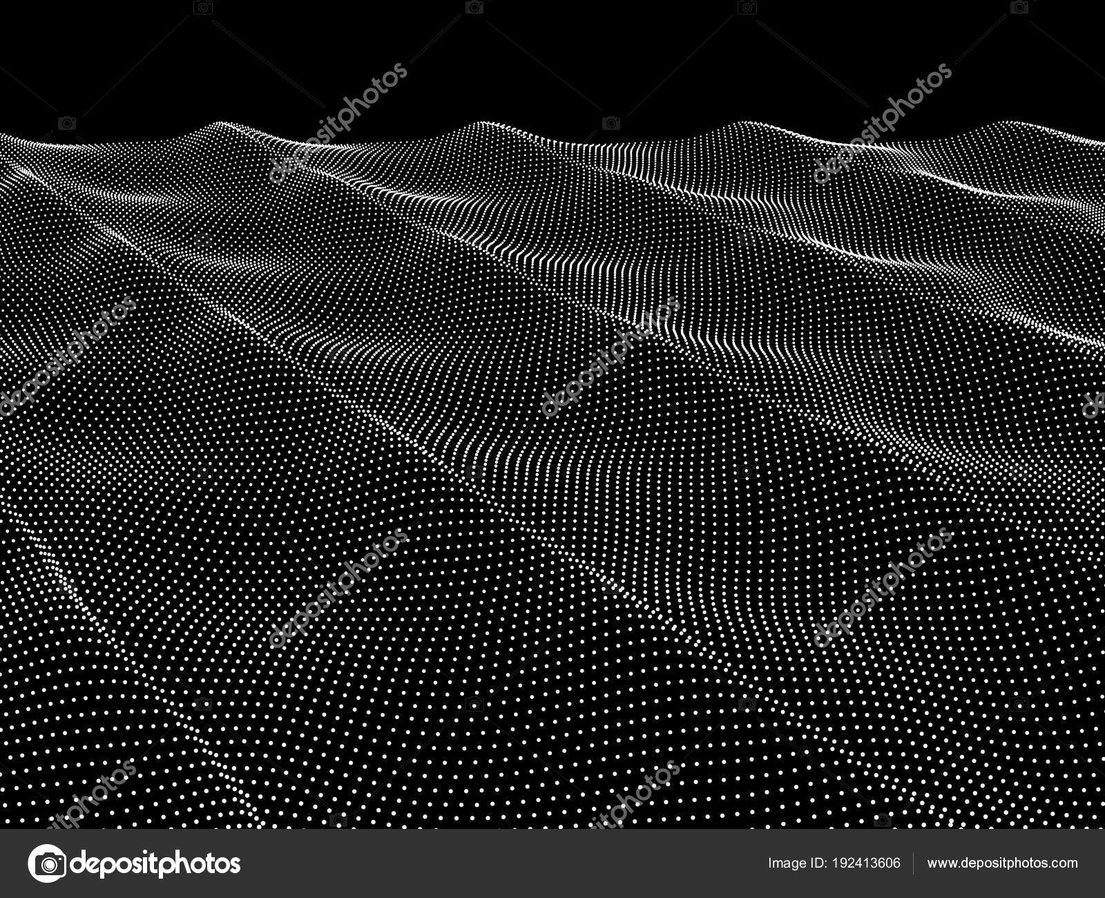 Abstract wave background. Wavy structure with dots on black. Vec Stock ...