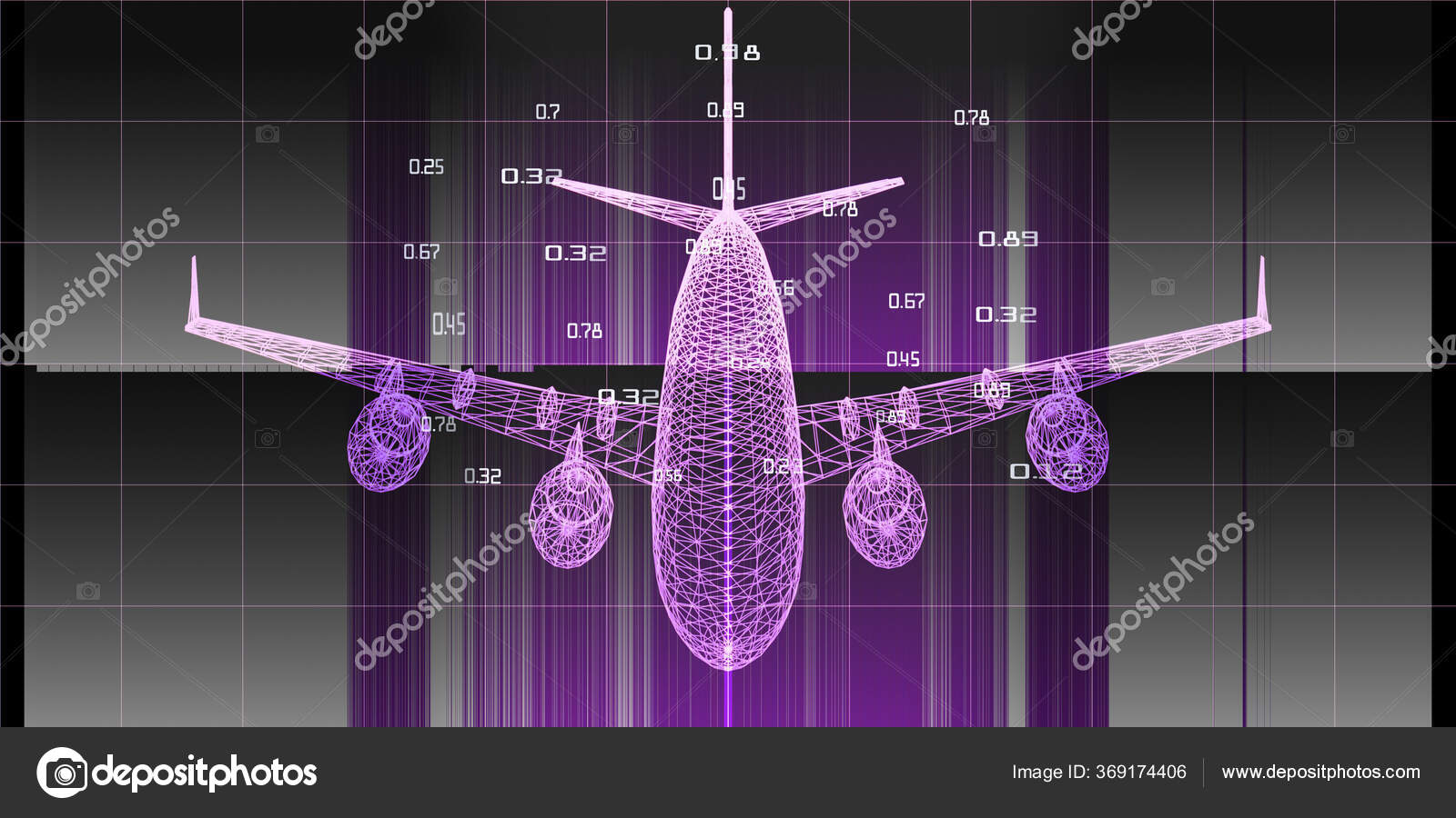Abstract Digital Background Grid Airplane Blurred Lines Wireframe Mesh ...