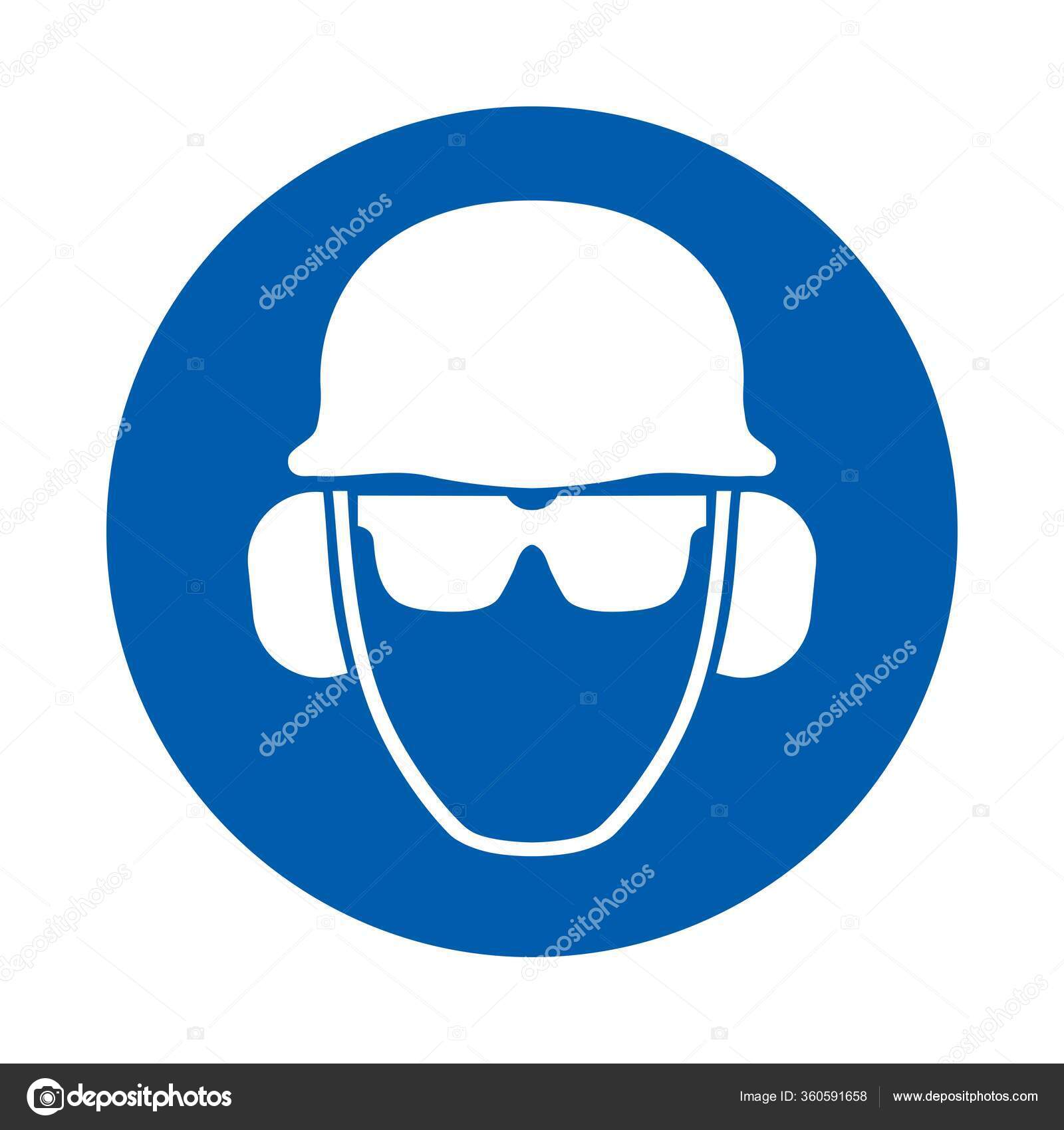 Safety Helmet Glasses Ear Protection Must Worn Standard Iso 7010 Stock ...