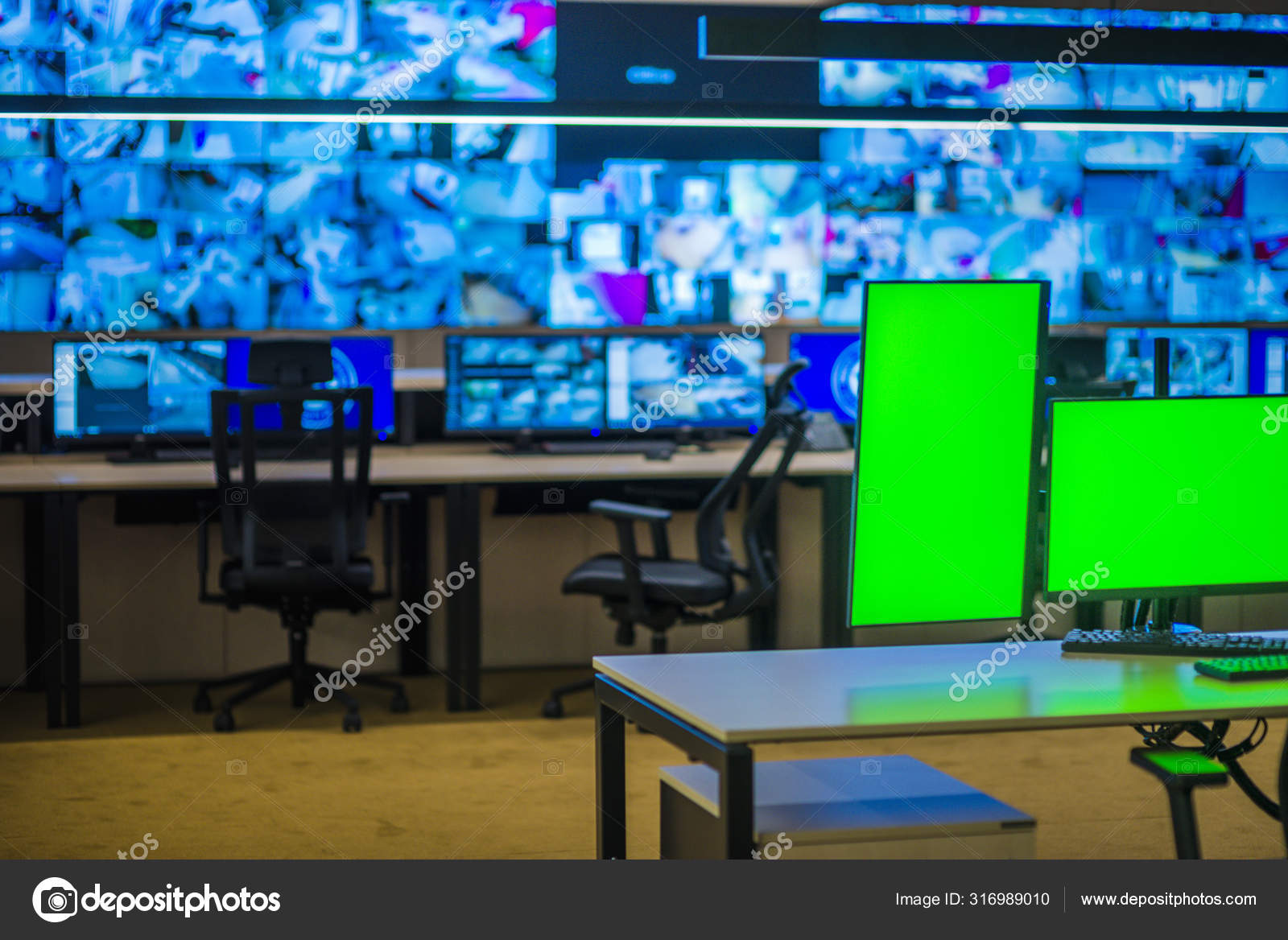 Modern Surveilance Control Room Computer Cctv Monitors Stock Photo by ...