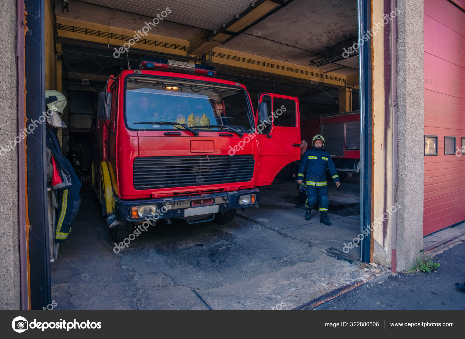 Fire Engine Garage Fire Department — Stock Photo © gorgev #322880506