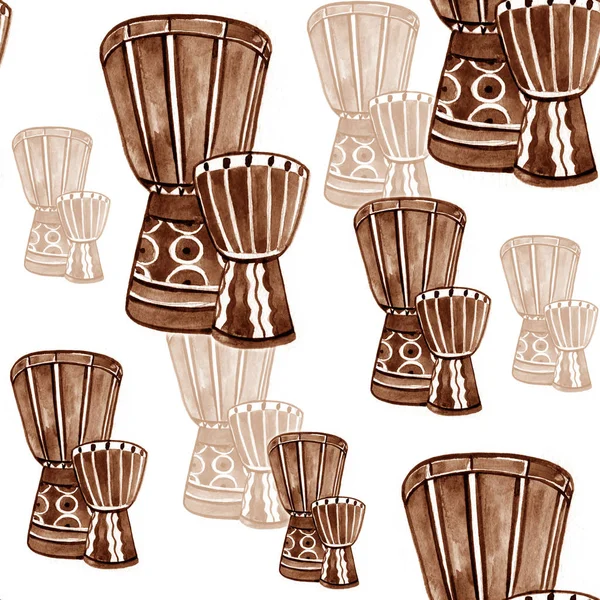 Hand drawn bongos. Watercolor sketch of traditional latin percussion ...