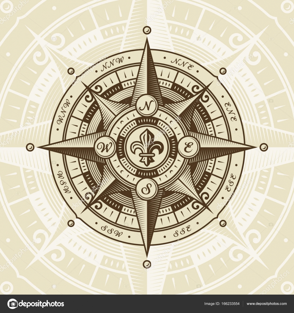 Vintage nautical wind rose — Stock Vector © iatsun #166233554