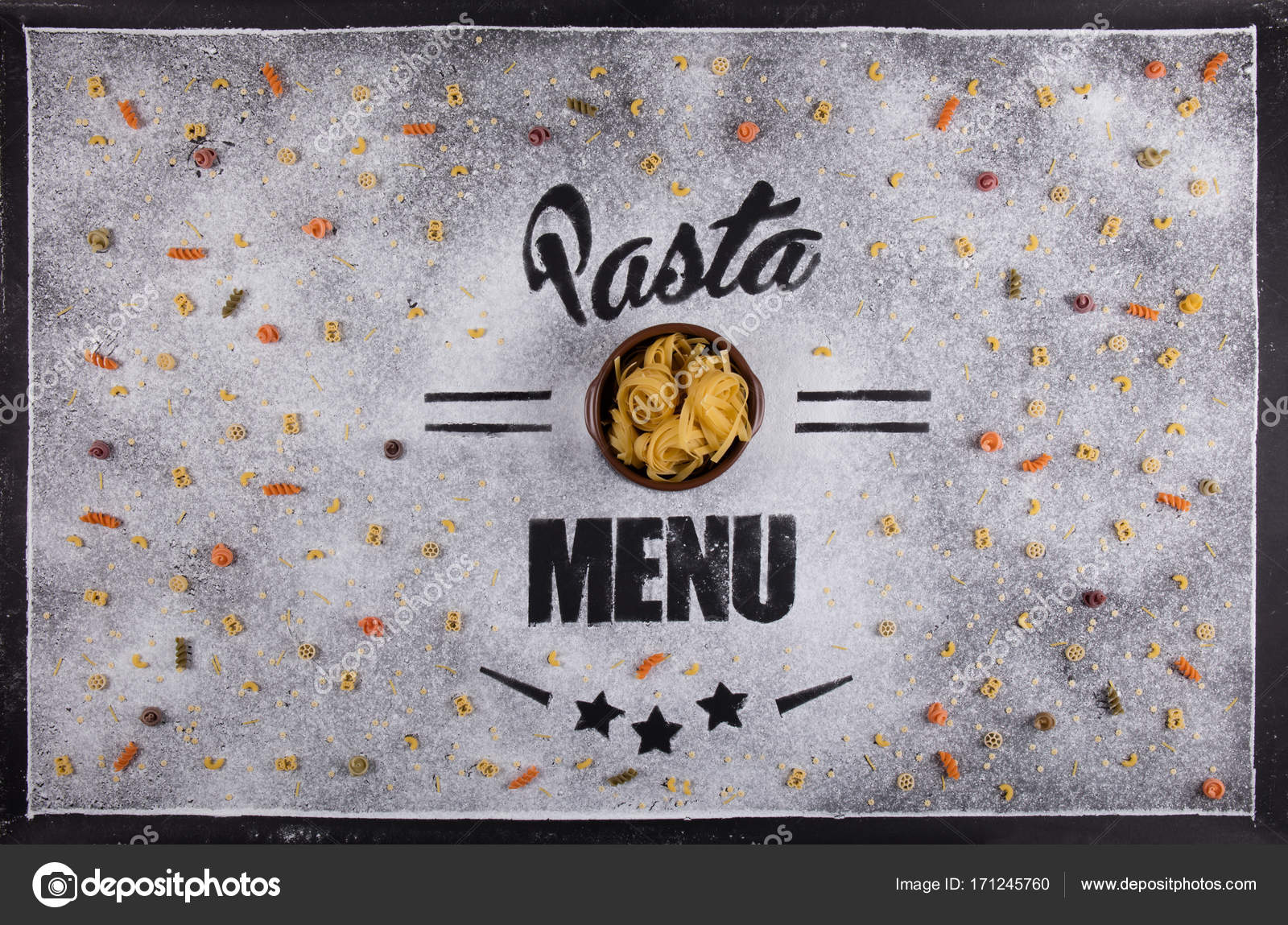 Restaurant menu design for pasta. Poster for pasteria with black Stock ...