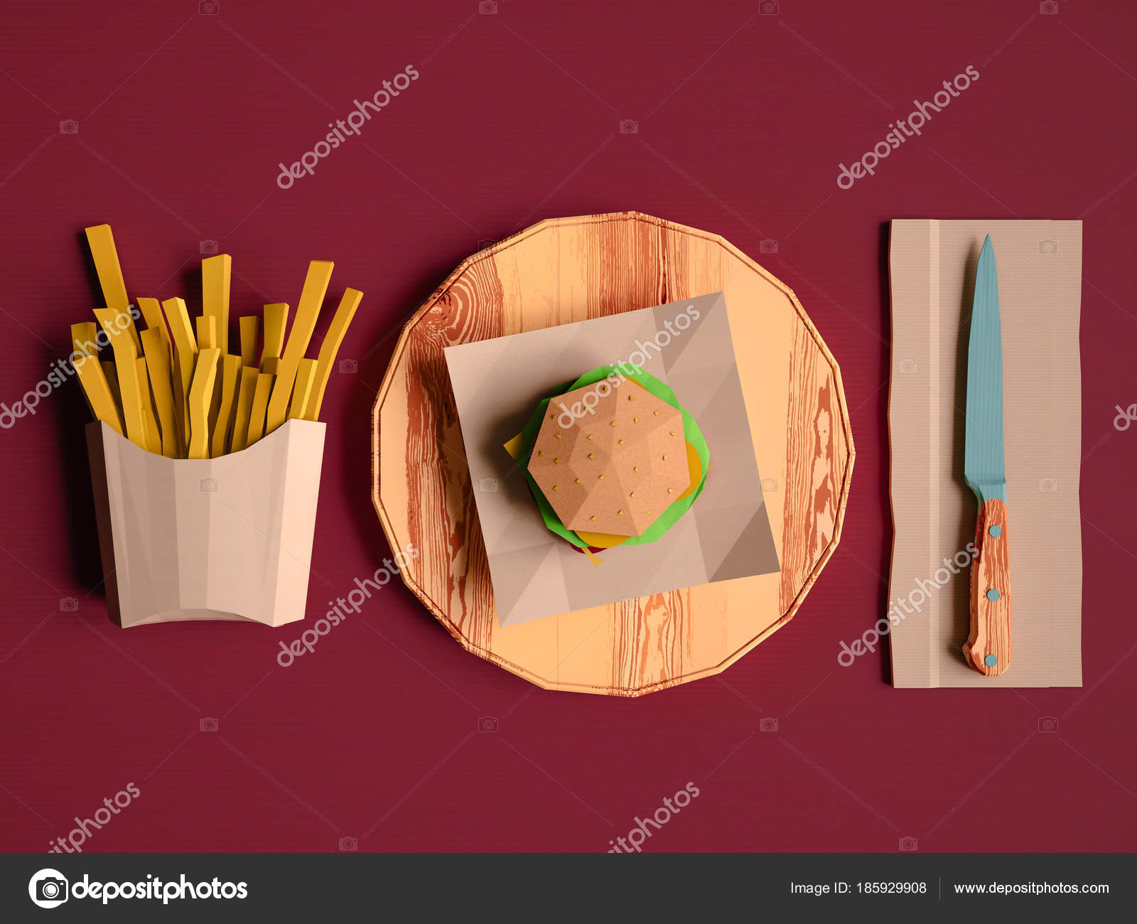 Fast food background concept from cardboard on paper background ...