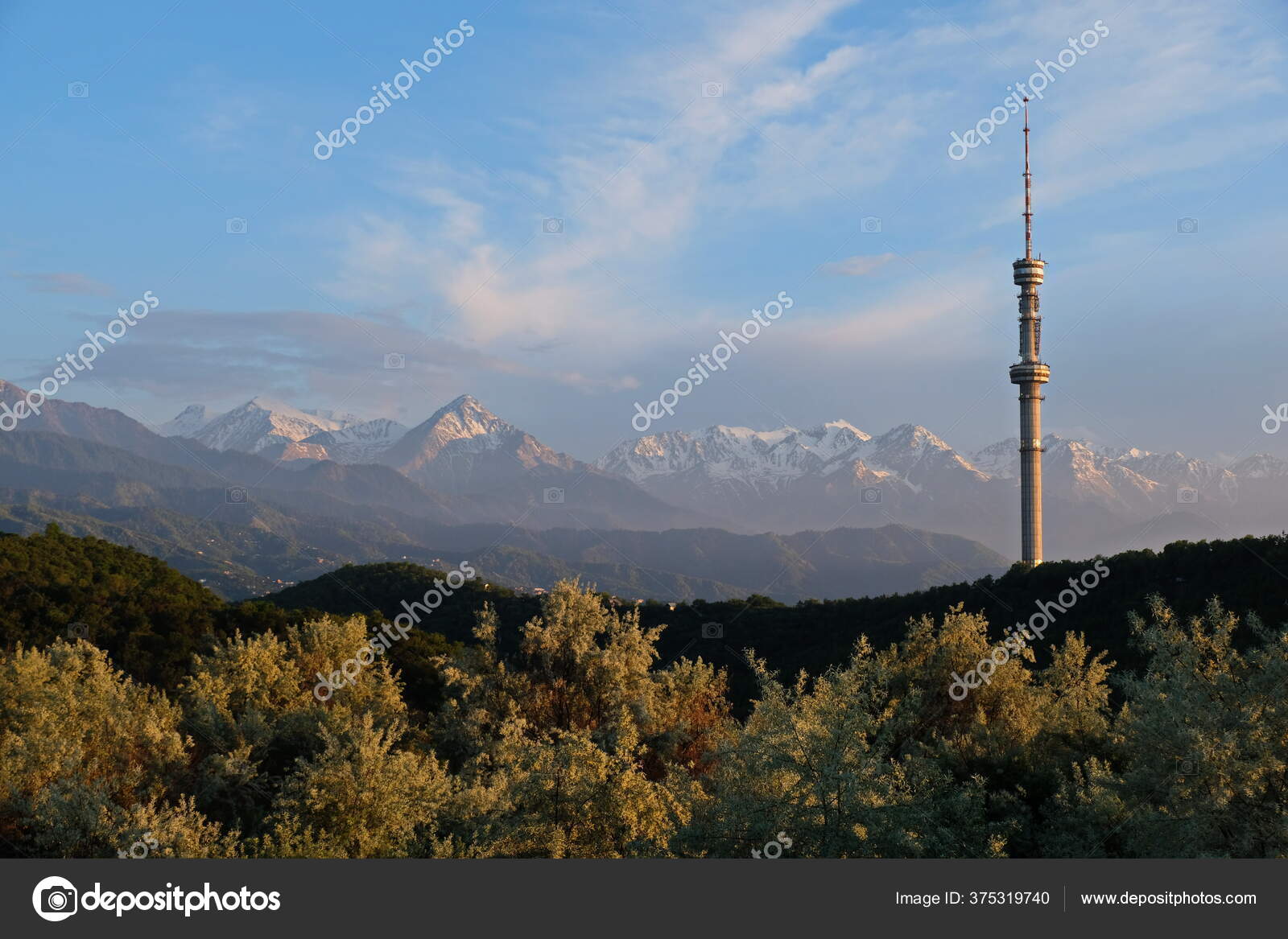 Kok Tobe Tower Located High Hill Trees City Almaty Kazakhstan Stock ...