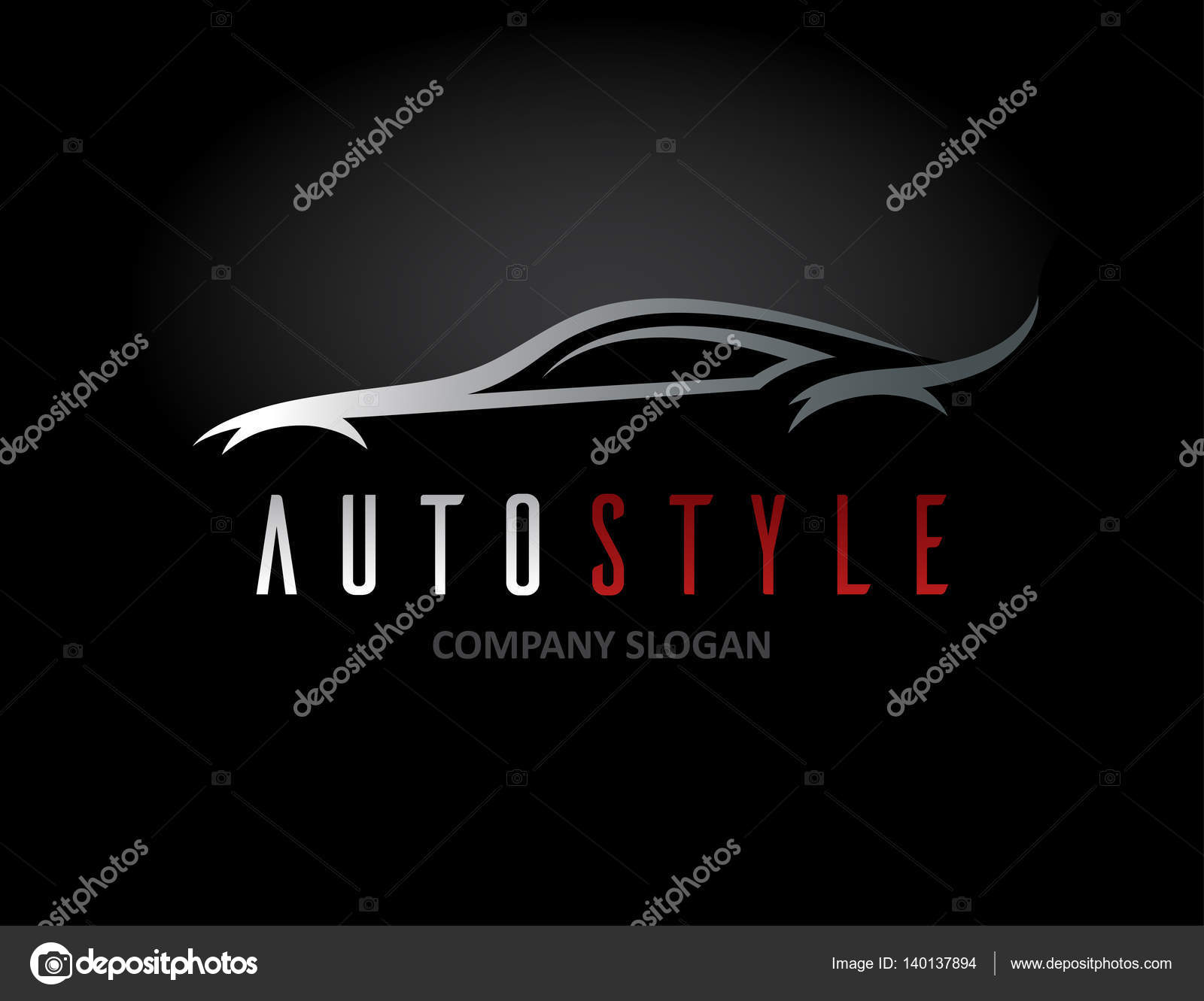 Auto style car logo design with concept sports vehicle silhouette Stock ...