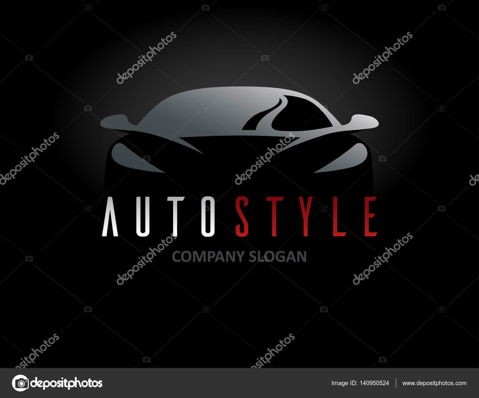 Auto style car logo design with concept sports vehicle silhouette Stock ...