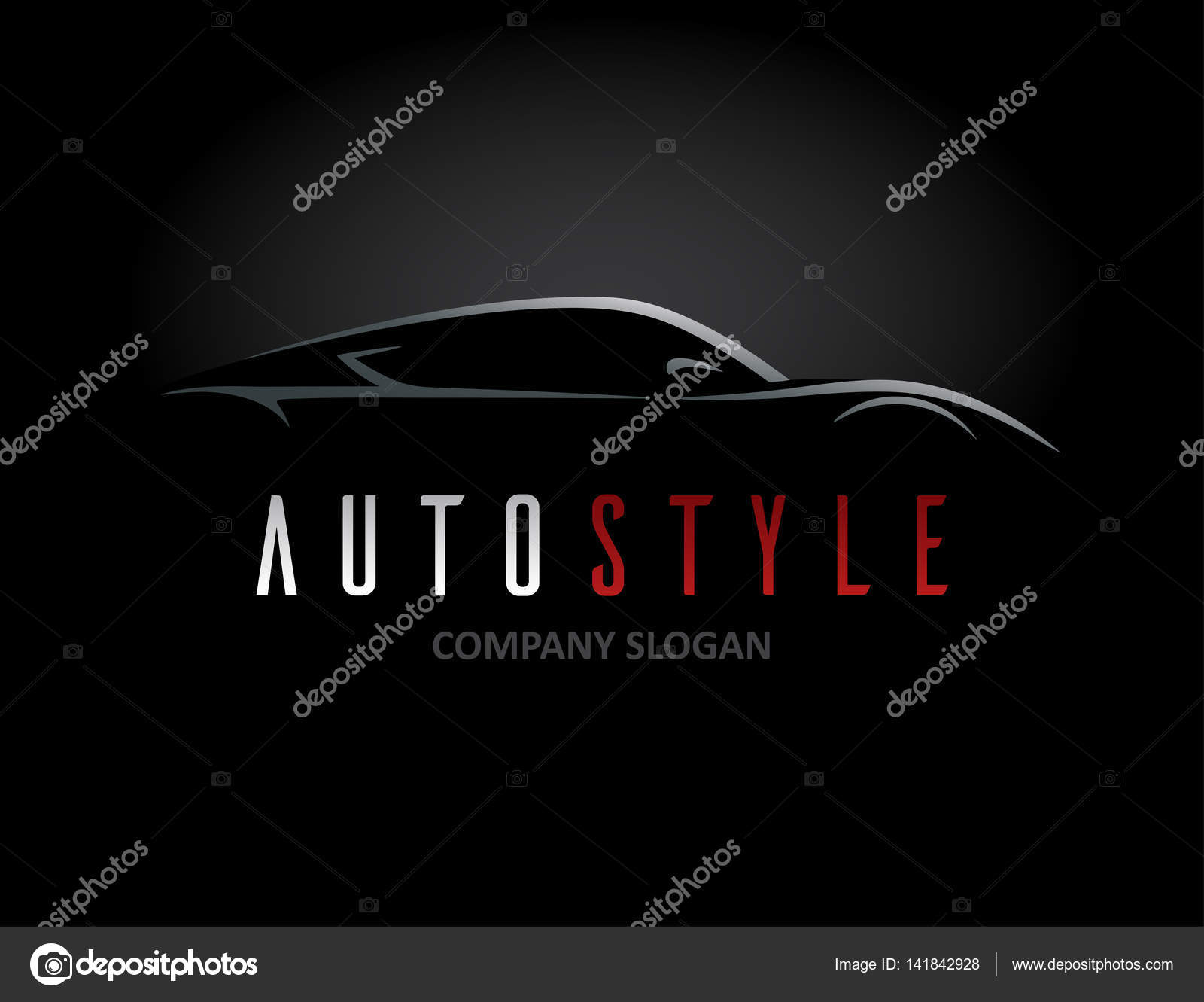 Auto style car logo design with concept sports vehicle silhouette Stock ...