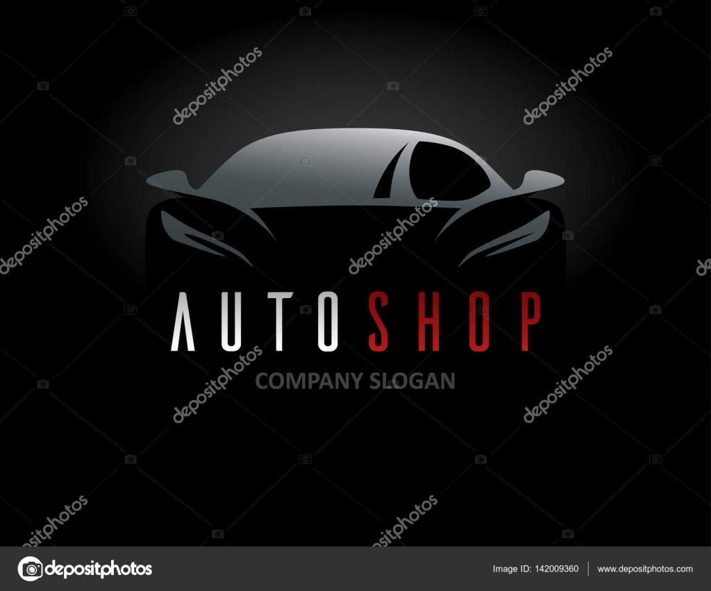 Auto shop car logo design with concept sports vehicle silhouette Stock ...