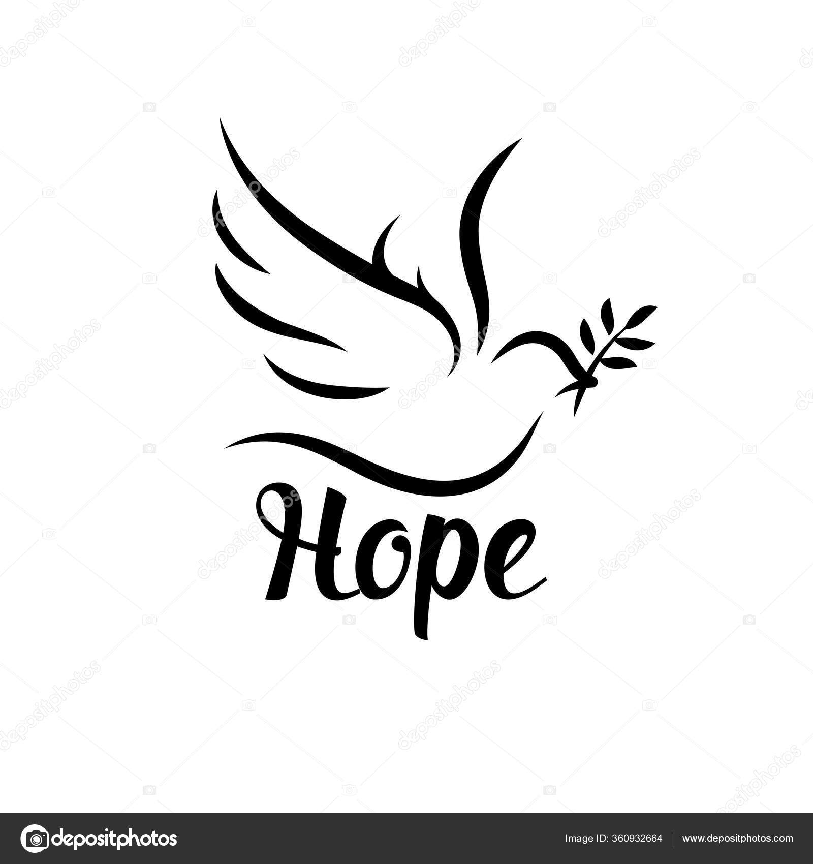 Hope Icon Dove Olive Leaf Peace Symbol Vector Illustration Stock Vector ...