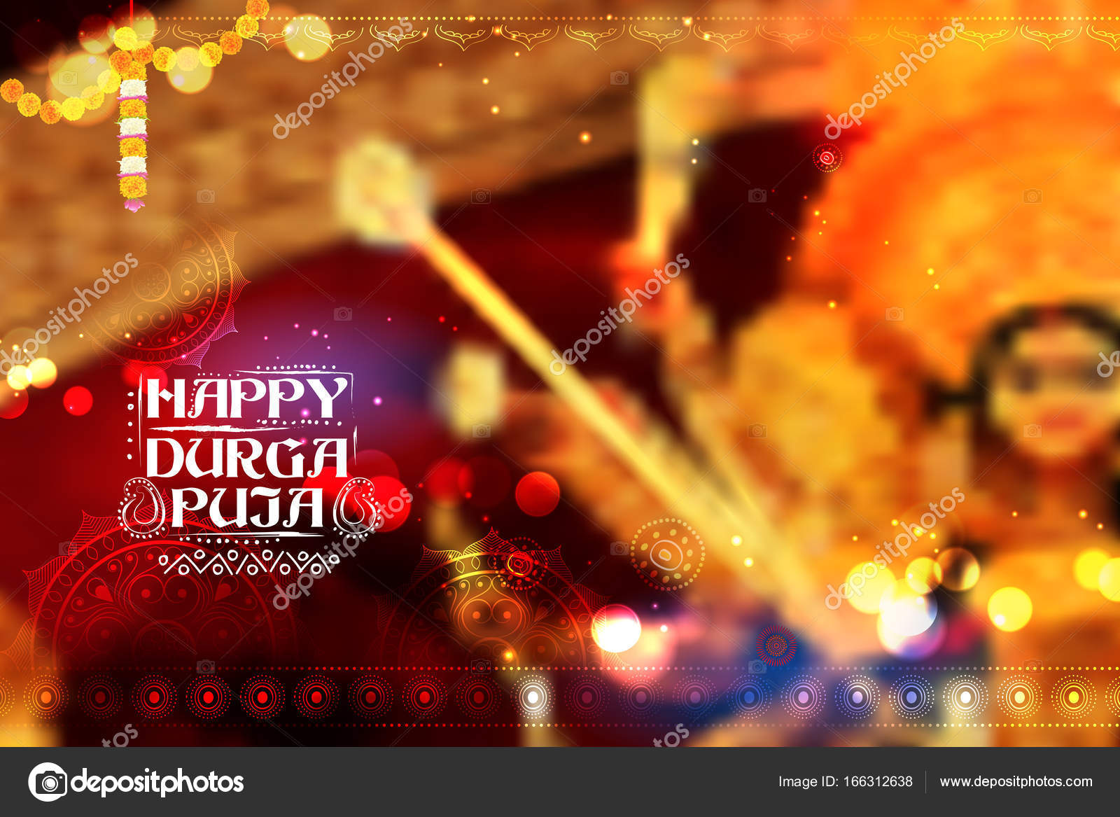 Goddess Durga in Happy Dussehra background with bengali text Sharod ...