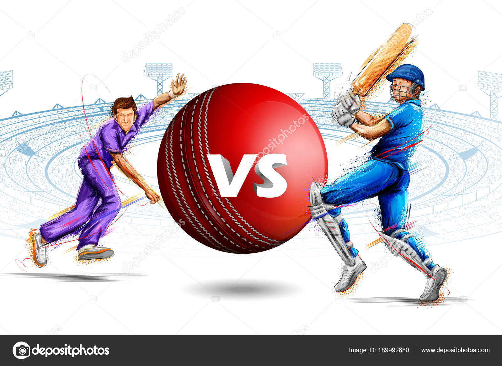 Batsman and bowler playing cricket championship sports Stock Vector by ©vectomart 189992680