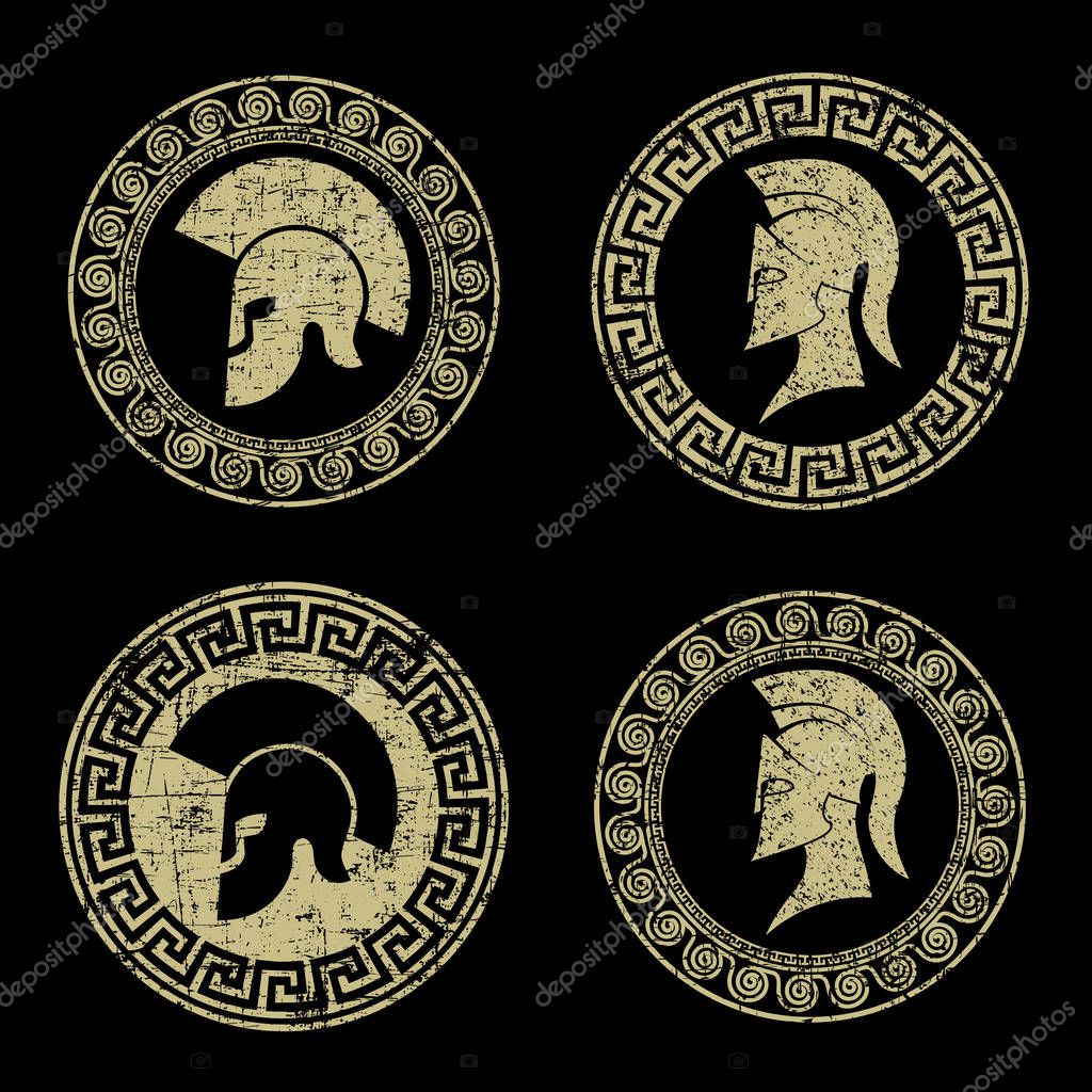 Old shabby symbol of Spartan warrior in grunge style Stock Vector Image ...