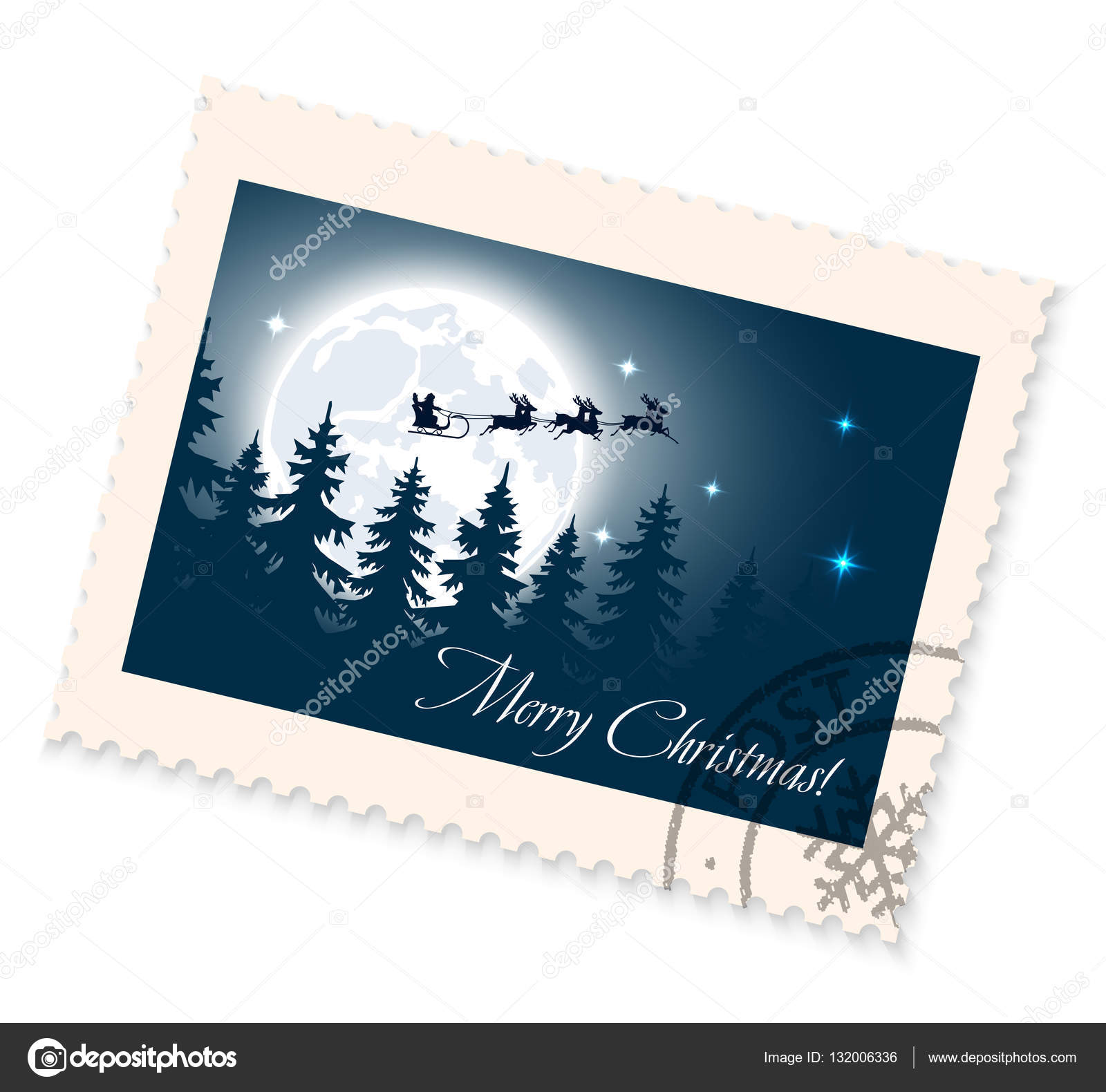 Christmas postage stamp on a white background Stock Vector by ©matc ...