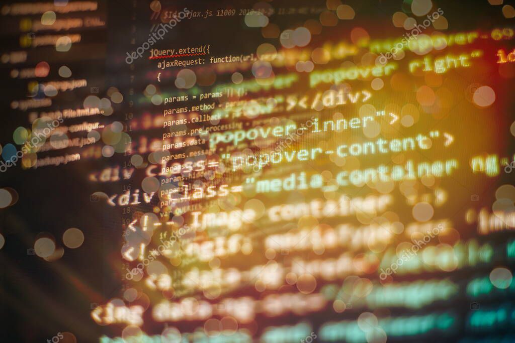 Futuro proceso de creación de tecnología. Codificación de texto de script en pantalla. Cuaderno ...