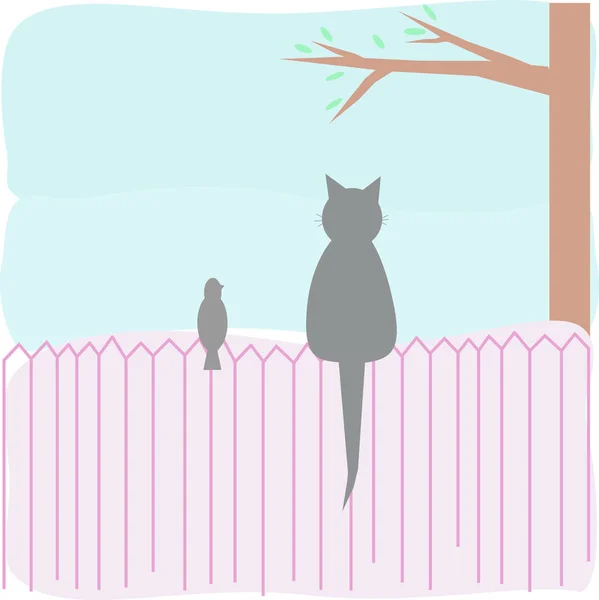 Cat on fence Vector Art Stock Images | Depositphotos