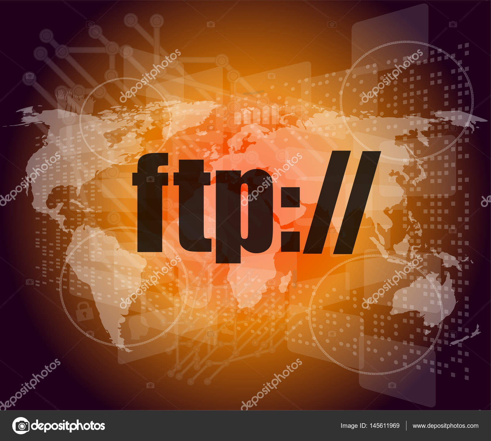 Ftp word on digital screen, global communication concept — Stock Photo © fotoscool #145611969