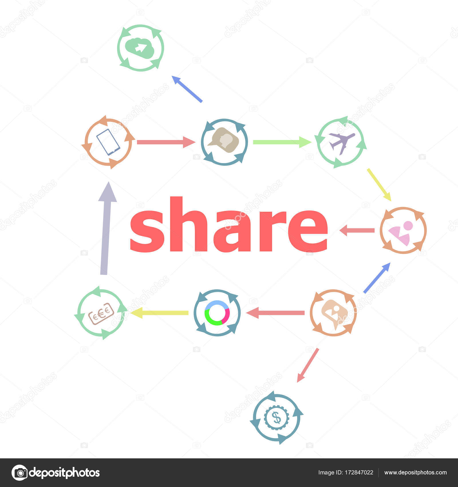 Text Share. Web design concept . Linear Flat Business buttons ...