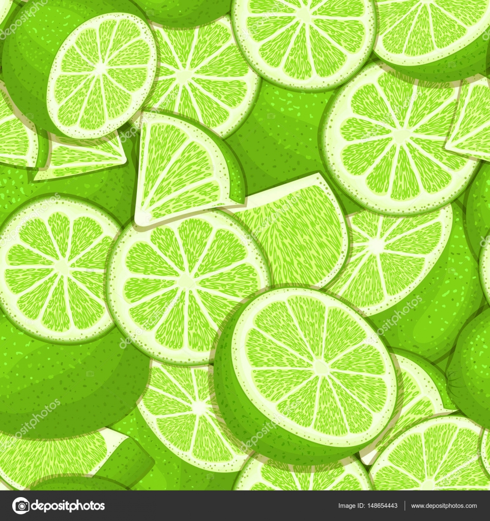 Ripe juicy tropical lime seamless pattern. Vector card illustration ...