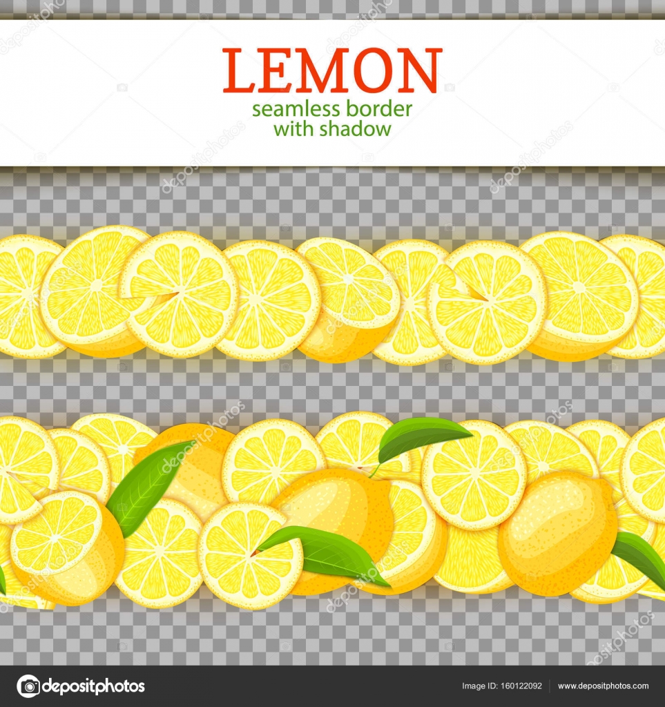 Ripe lemon horizontal seamless borders. Vector illustration card Wide ...