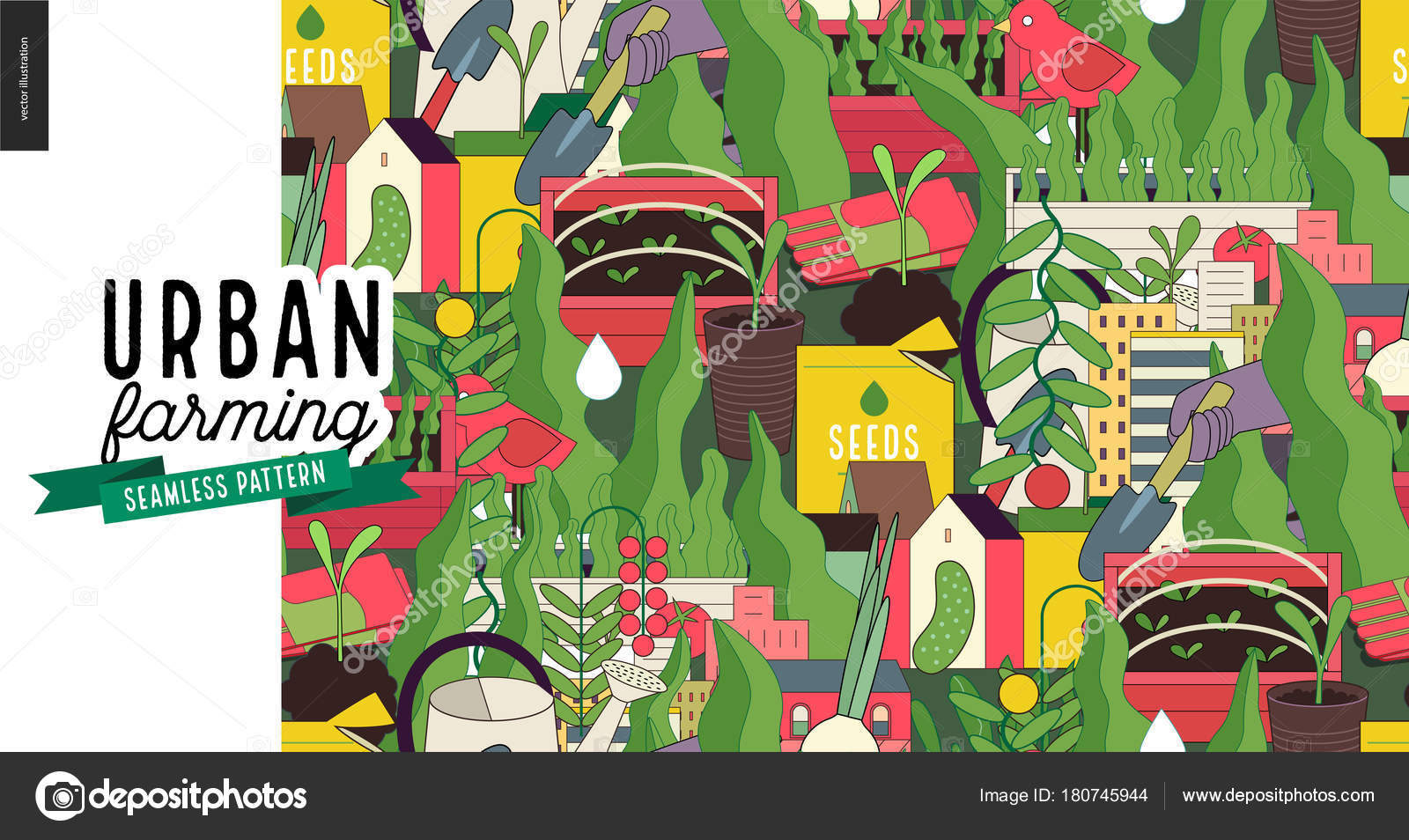 Urban farming and gardening pattern — Stock Vector © grivina #180745944