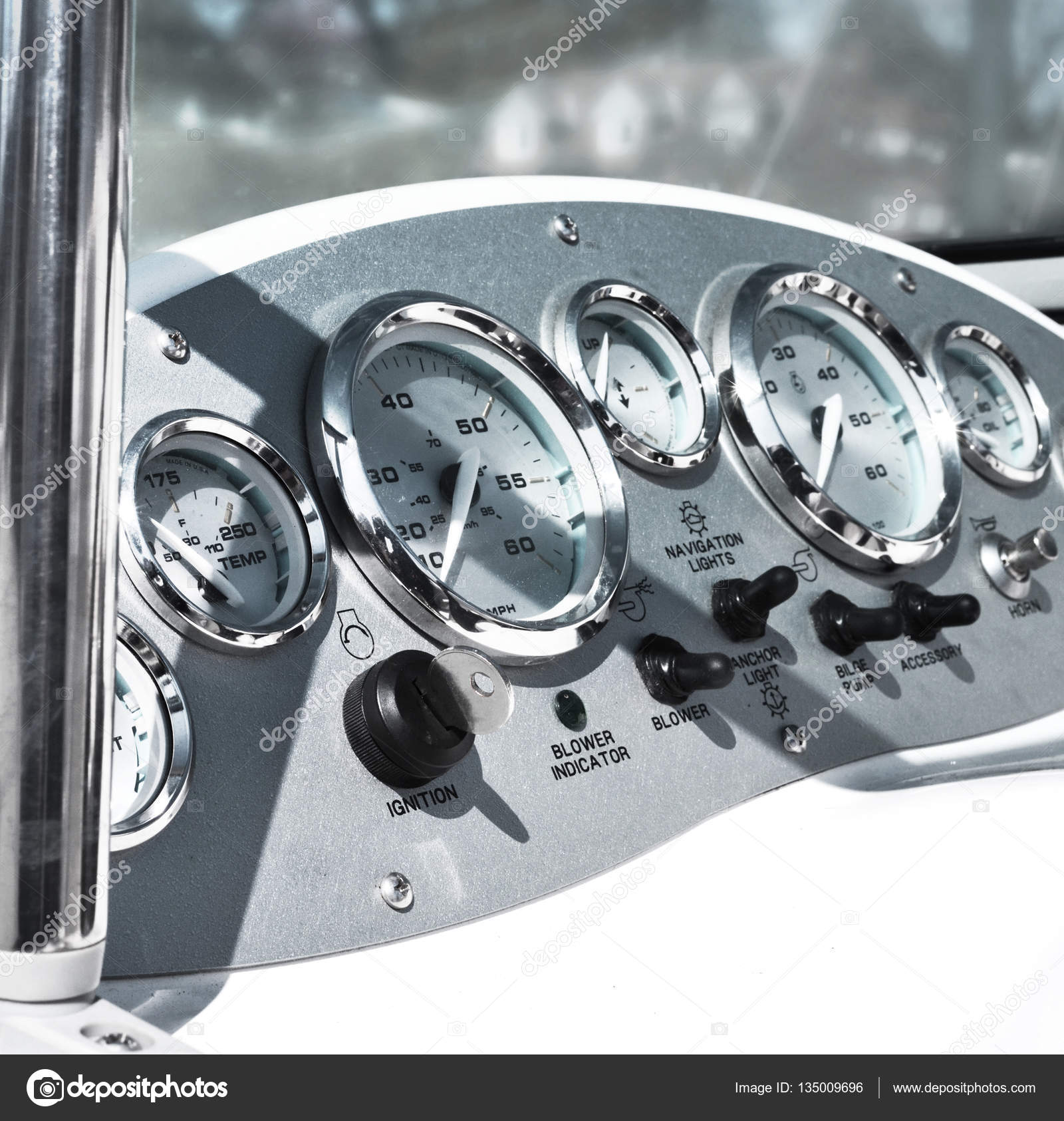 Cockpit or control panel of a motor yacht Stock Photo by ©Eivaisla ...