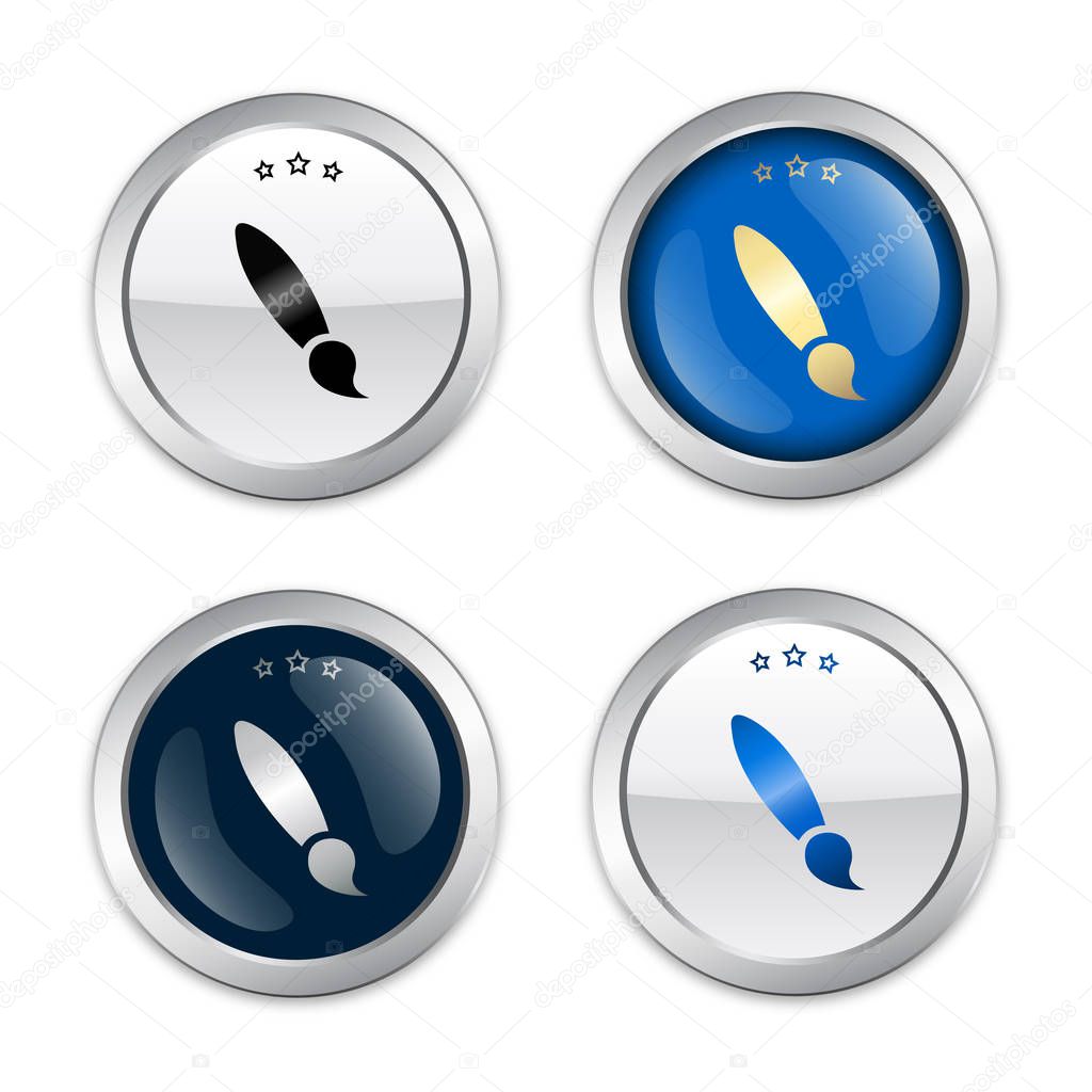 Sellos de arte o iconos con símbolo de pincel 2024