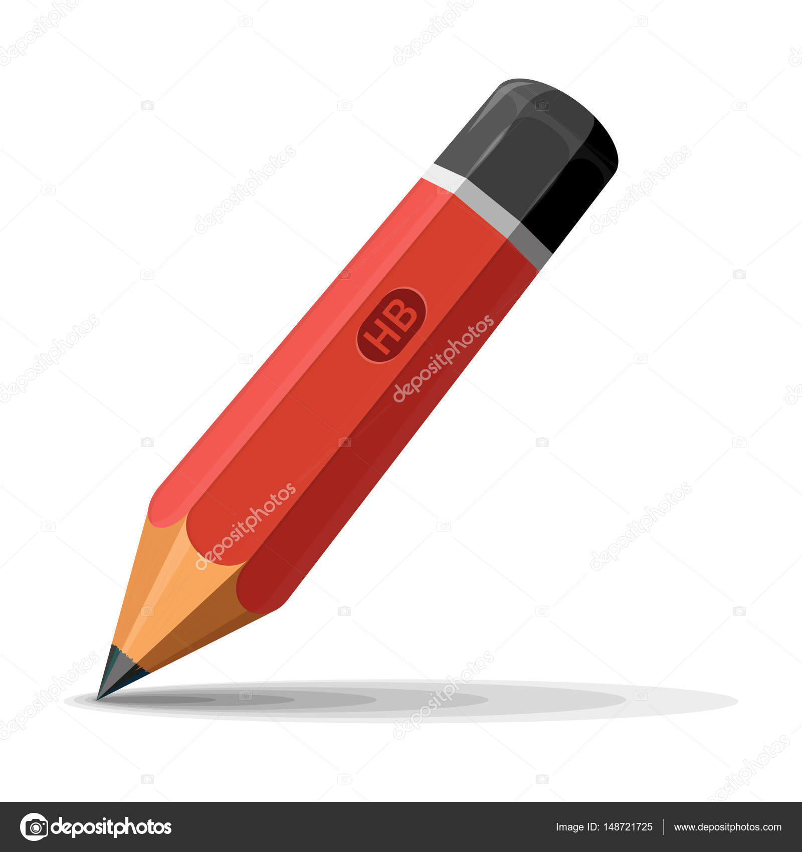Red pencil.Realistic vector image isolated on a white background Stock ...