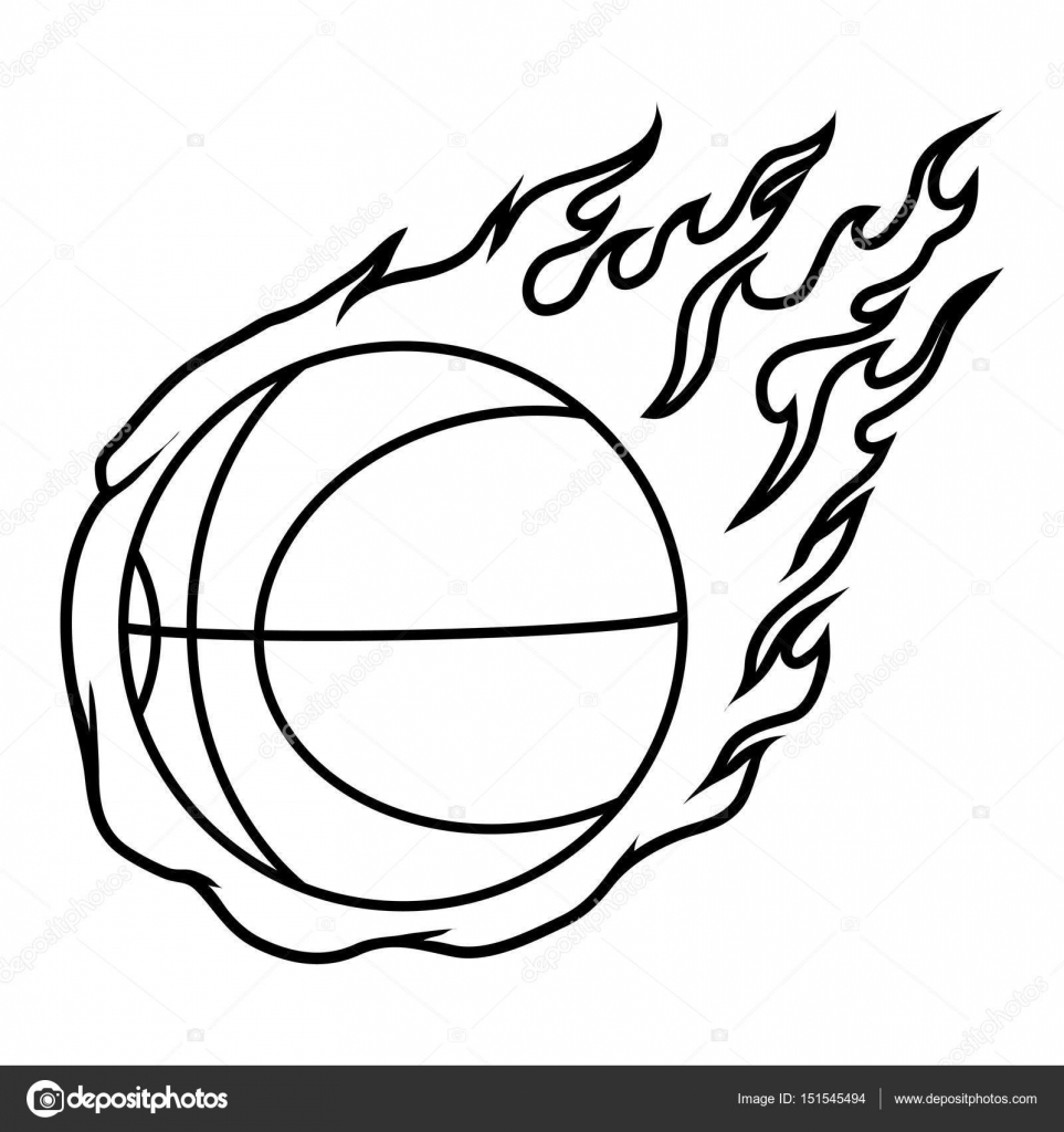 Basketball On Fire Drawing