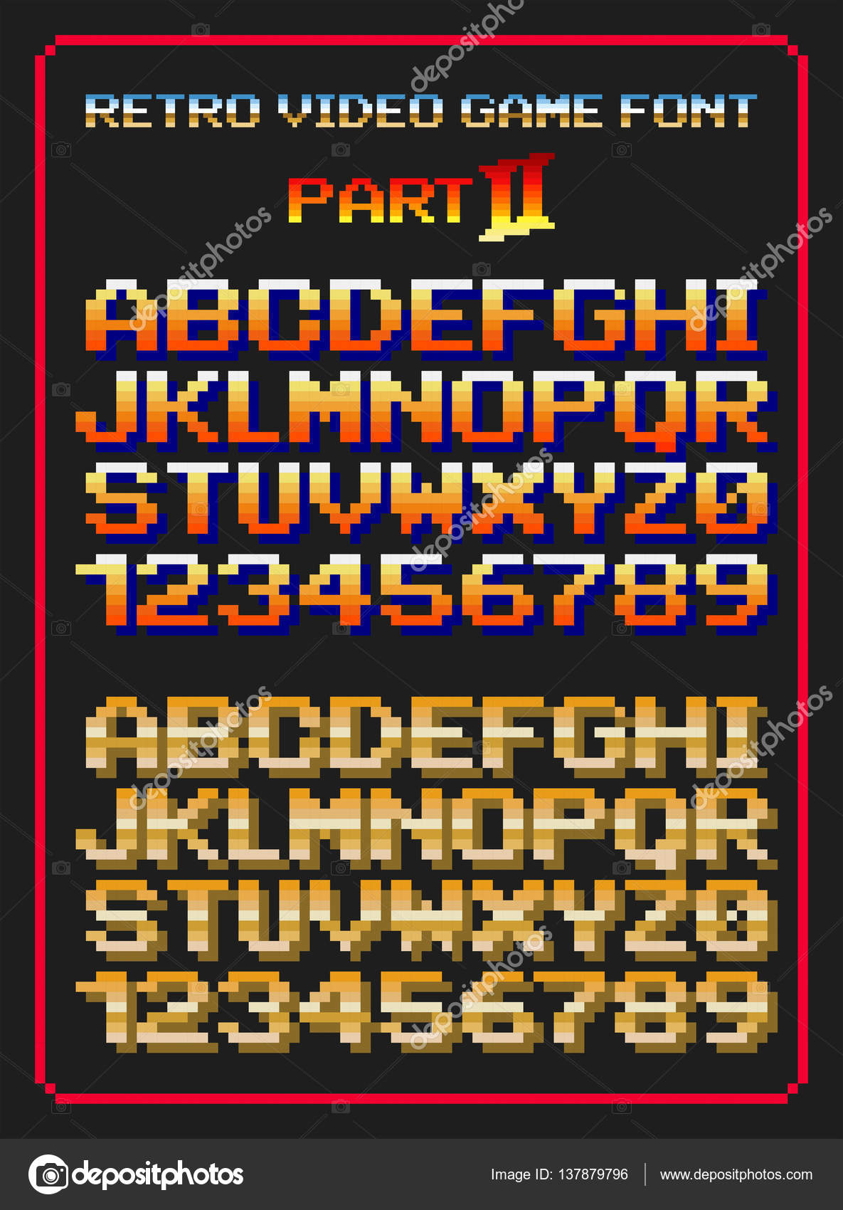 Retro fuente de videojuego 2 Vector de stock #137879796 de ©Thomaspajot