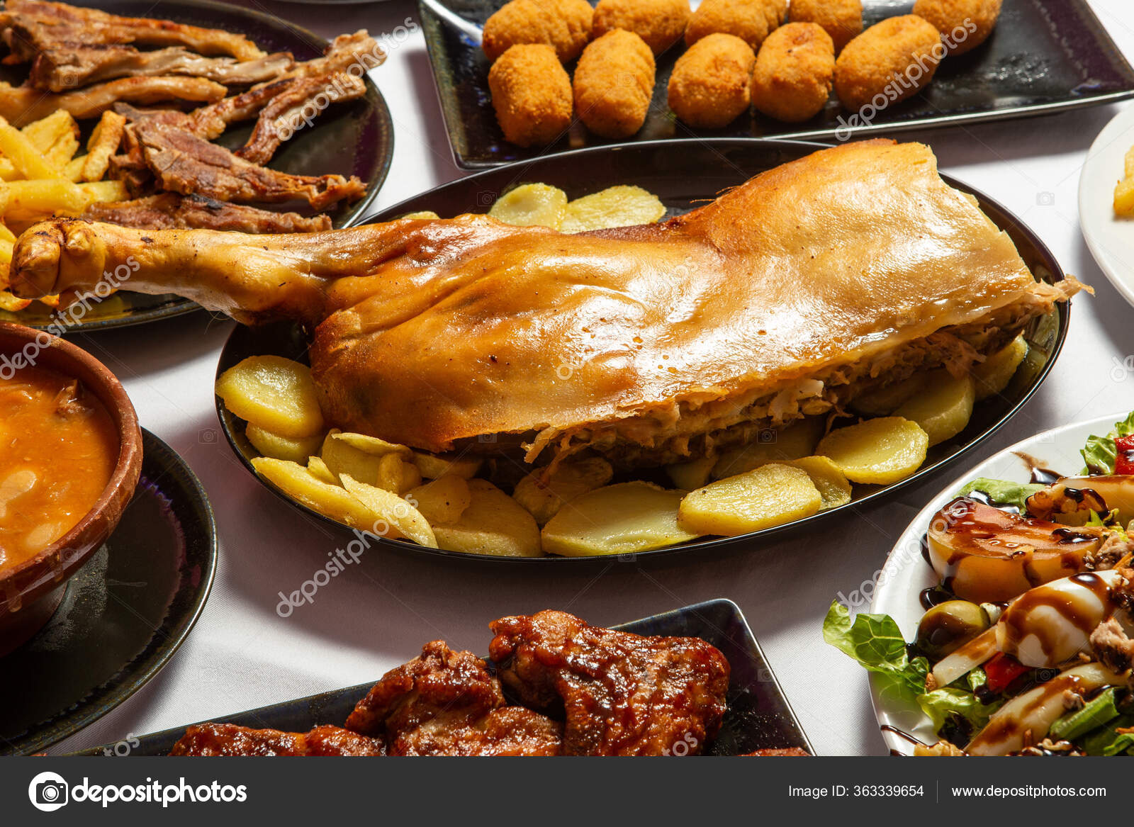 Typical Roast Suckling Pig Leg Traditional Spanish Castilla Leon ...