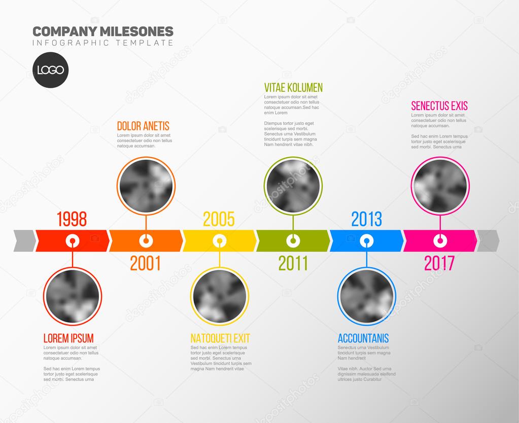 Sjabloon van de tijdlijn van de infographic met foto 's ...