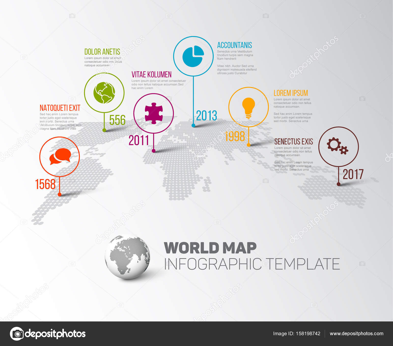 World map with pointer marks and icons Stock Vector Image by ©orson #158198742