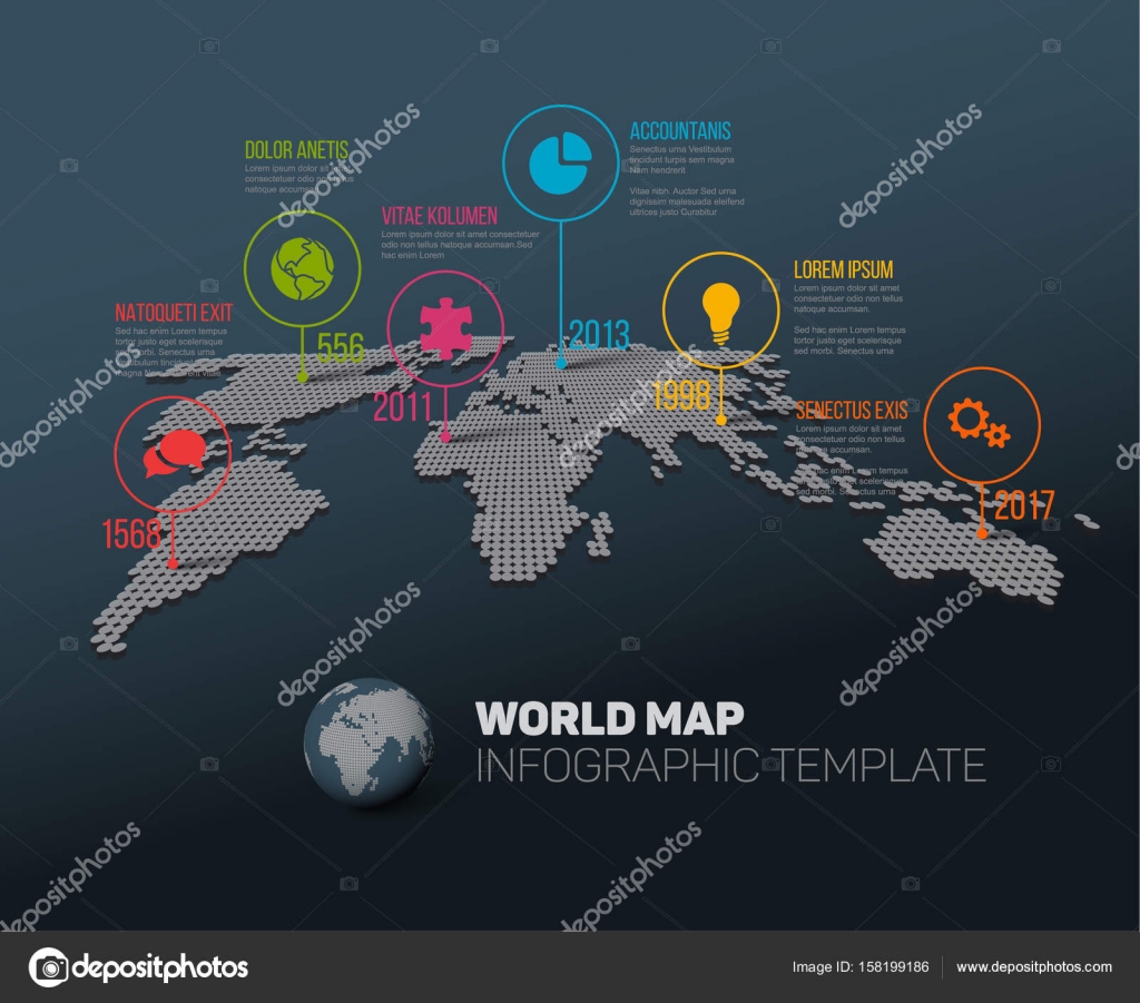 World Map With Pointer Marks — Stock Vector © Orson 158199186