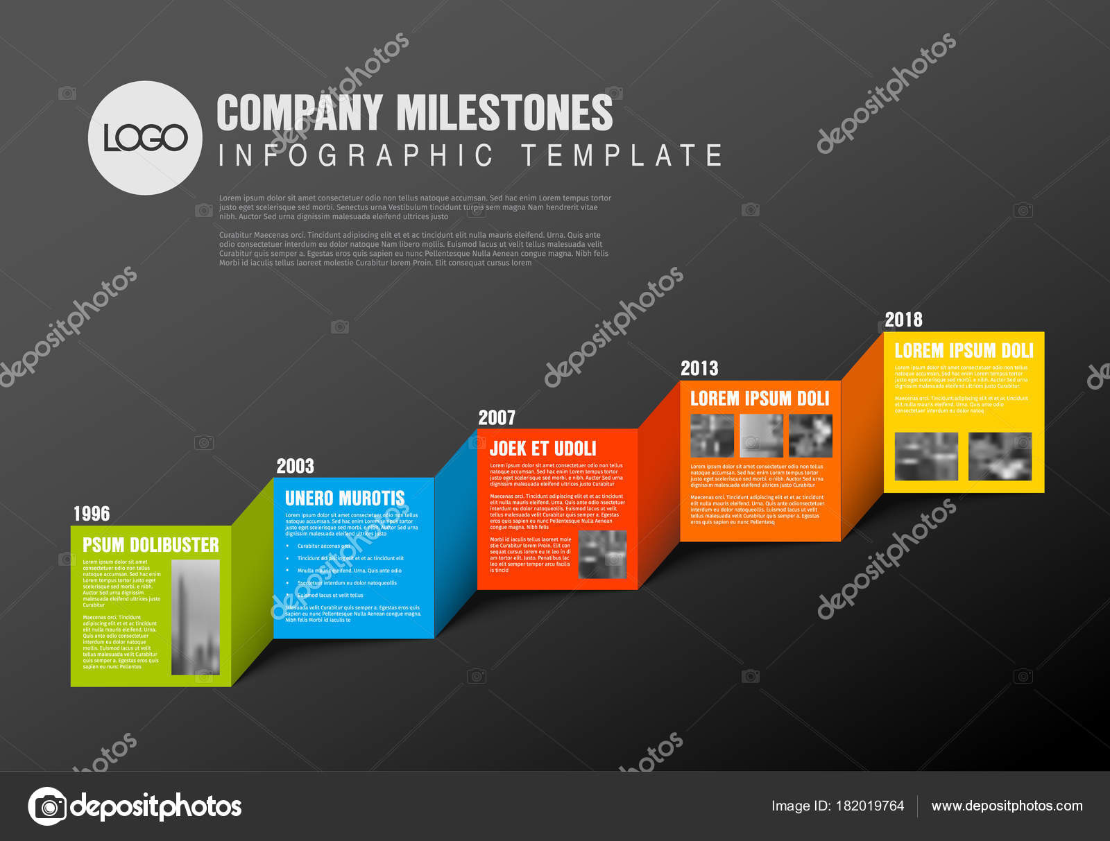 Color Blocks Timeline Template Sample Photos Text Content Made Folded ...