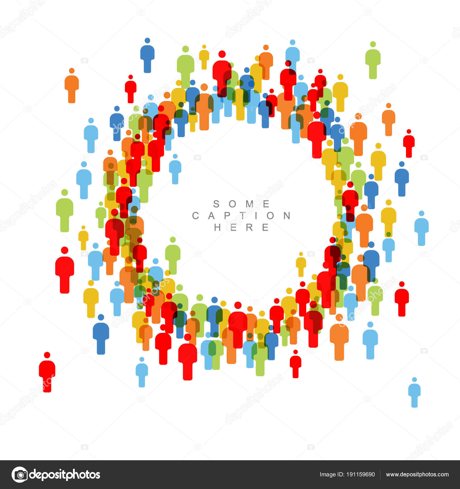 Vector People Crowd Circle Frame Template Made Figure Icons Stock ...