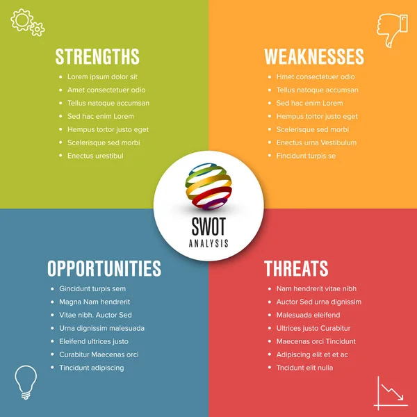 Vector Swot Diagram Schema Template Made Four Red Green Puzzle Stock ...