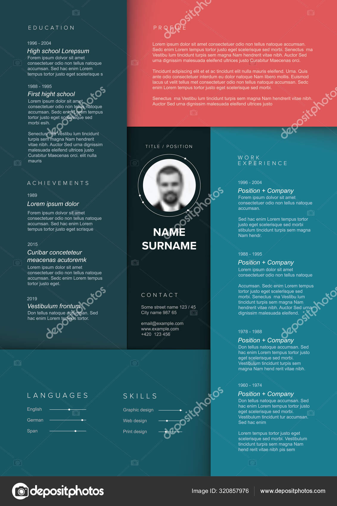 Minimalist teal resume cv template Stock Vector Image by ©orson #320857976 Minimalist teal resume cv template Stock Vector Image by ©orson #320857976
