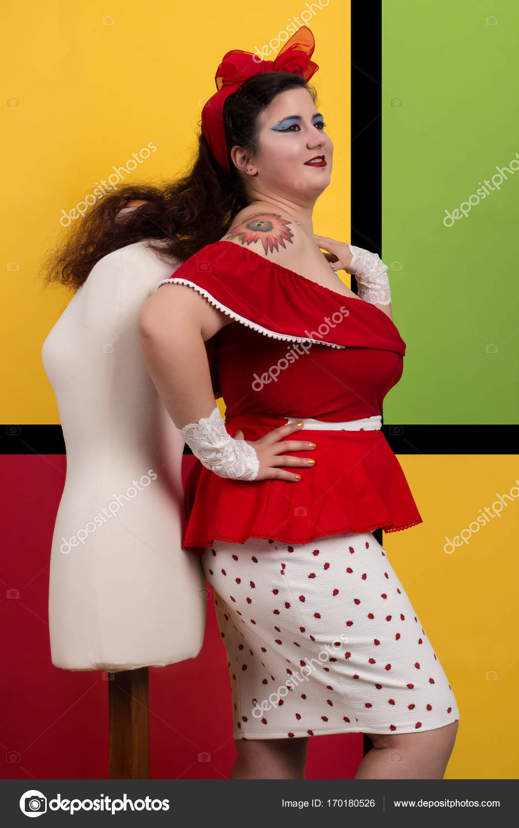 Pinup girl in pop art backdrop — Stock Photo © membio #170180526