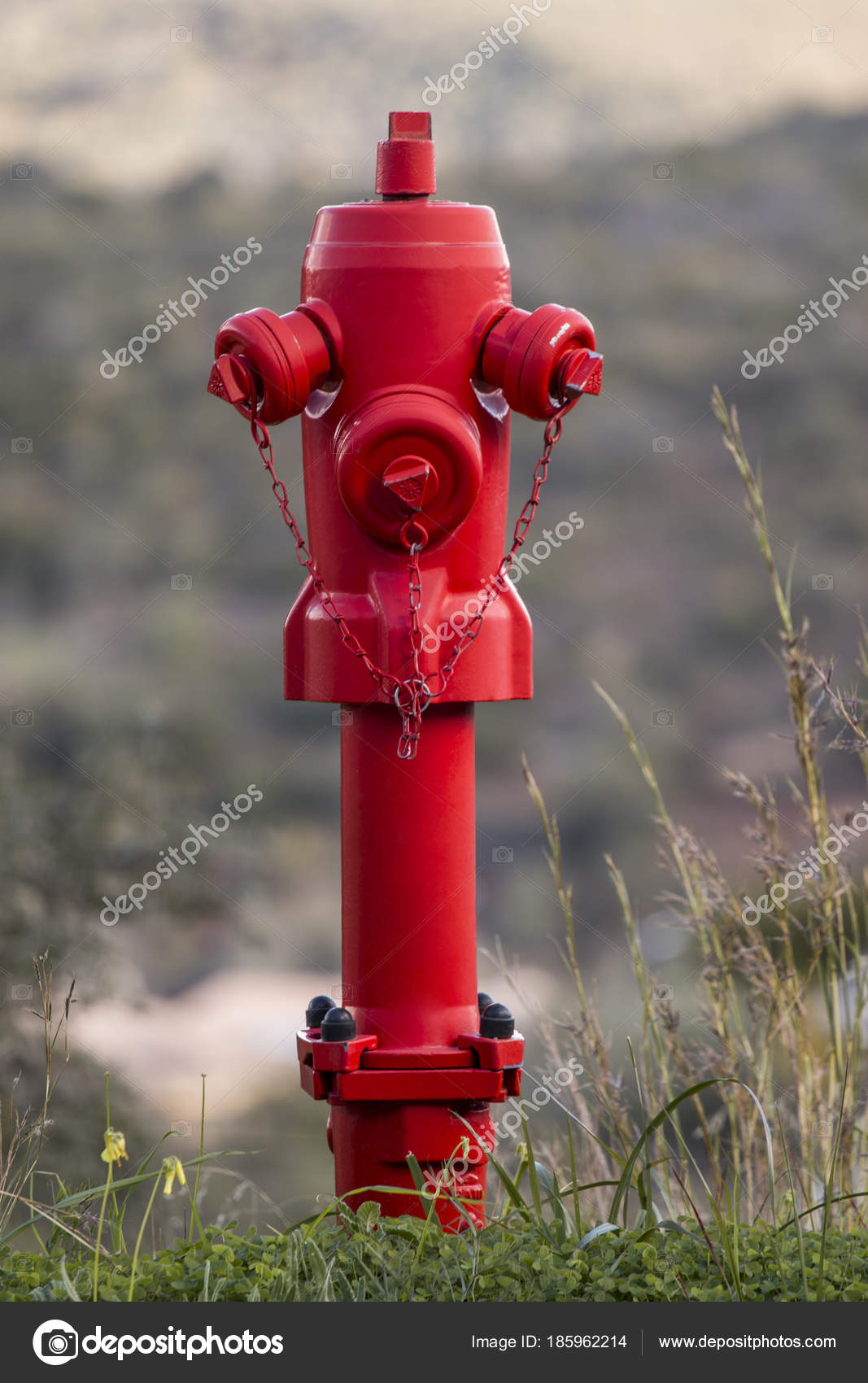 Close View Red Fire Hydrant Countryside Stock Photo by ©membio 185962214
