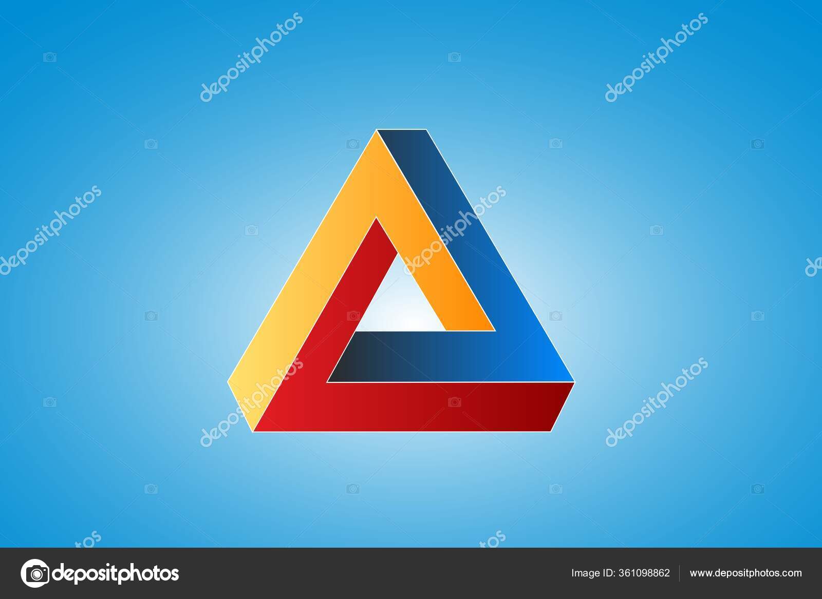Penrose Impossible Triangle Isolated Blue Background — Stock Photo ...