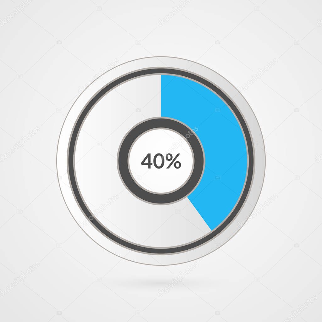 40 percent blue grey and white pie chart. Percentage vector ...