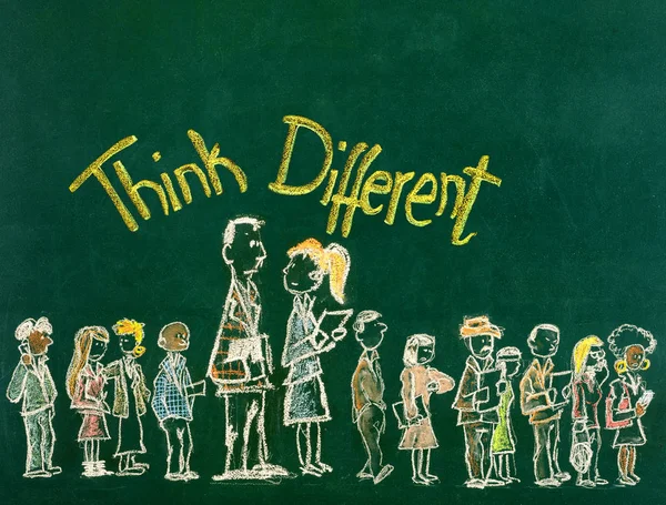 Think different concept on blackboard - Stock Image - Everypixel