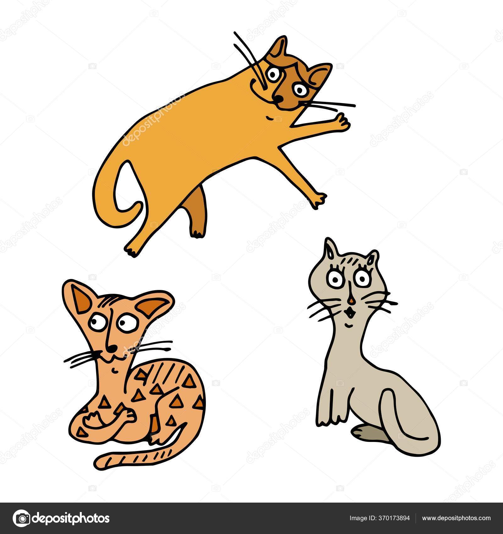 Three Cats Isolated White Background Stock Vector Image by ©Helga_KOV ...
