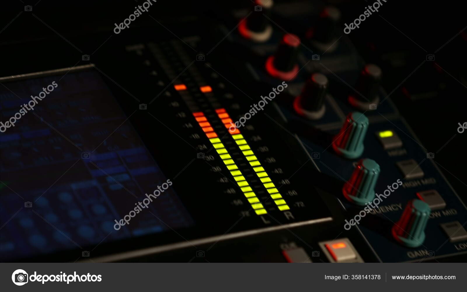 Close Sound Panel Audio Control Desk — Stock Photo © VJTAR #358141378