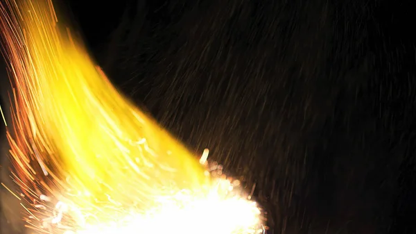 Macro photo of Bonfire sparks. Fire Flames bursts, blasts. Explosion ...